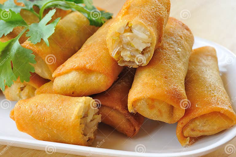 Fried Chinese Traditional Spring Rolls Stock Image - Image of ...
