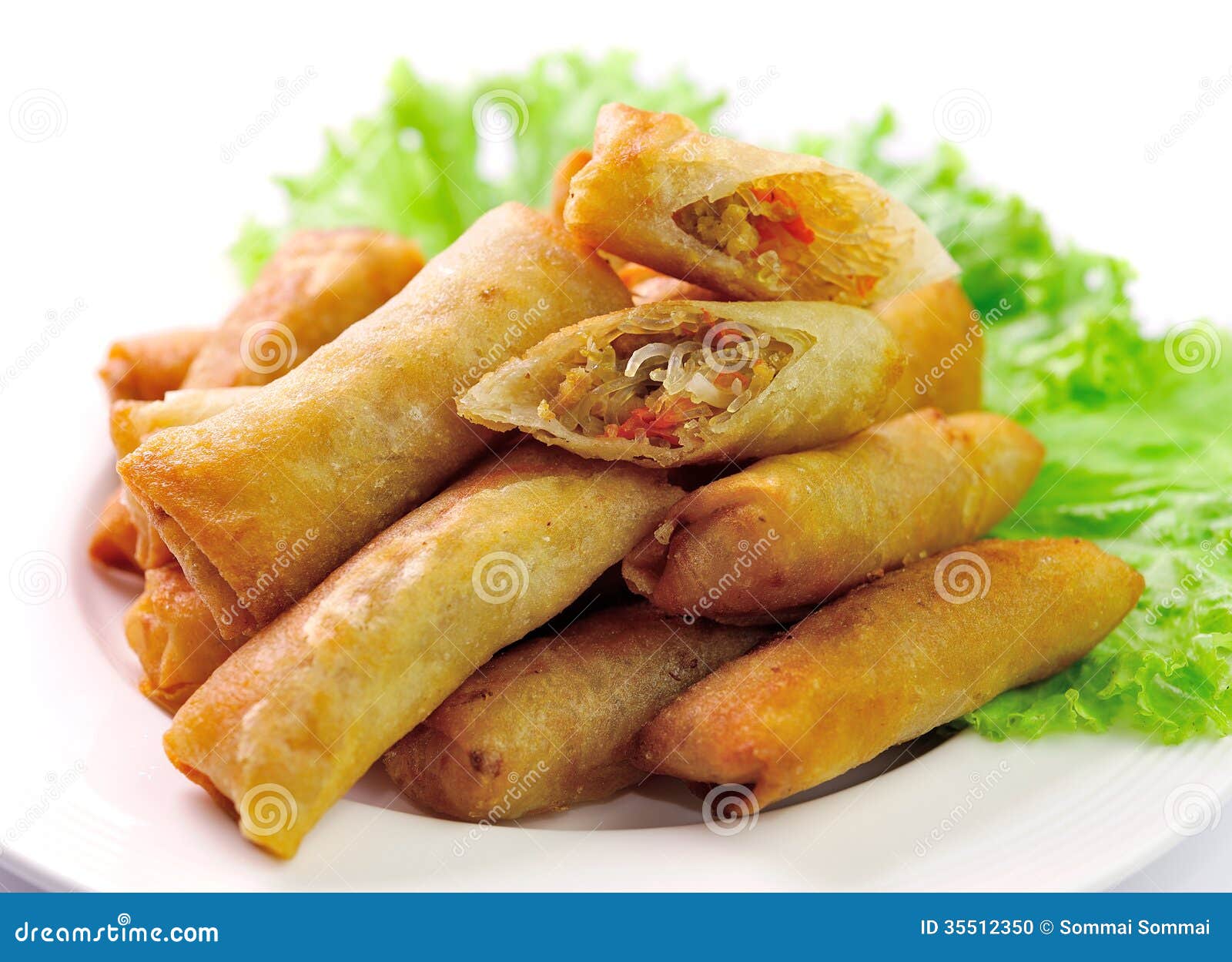 Fried Chinese Traditional Spring Rolls Stock Photo - Image of ...