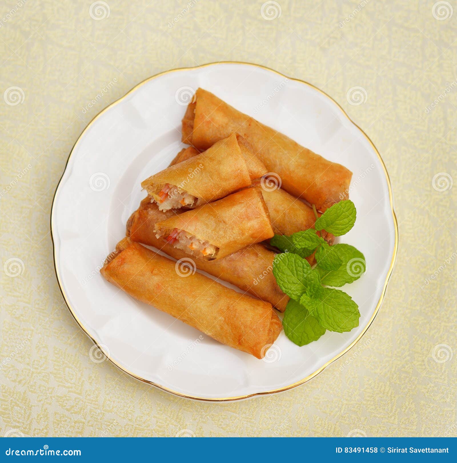 Fried Chinese Traditional Spring Rolls Food Stock Photo - Image of roll ...