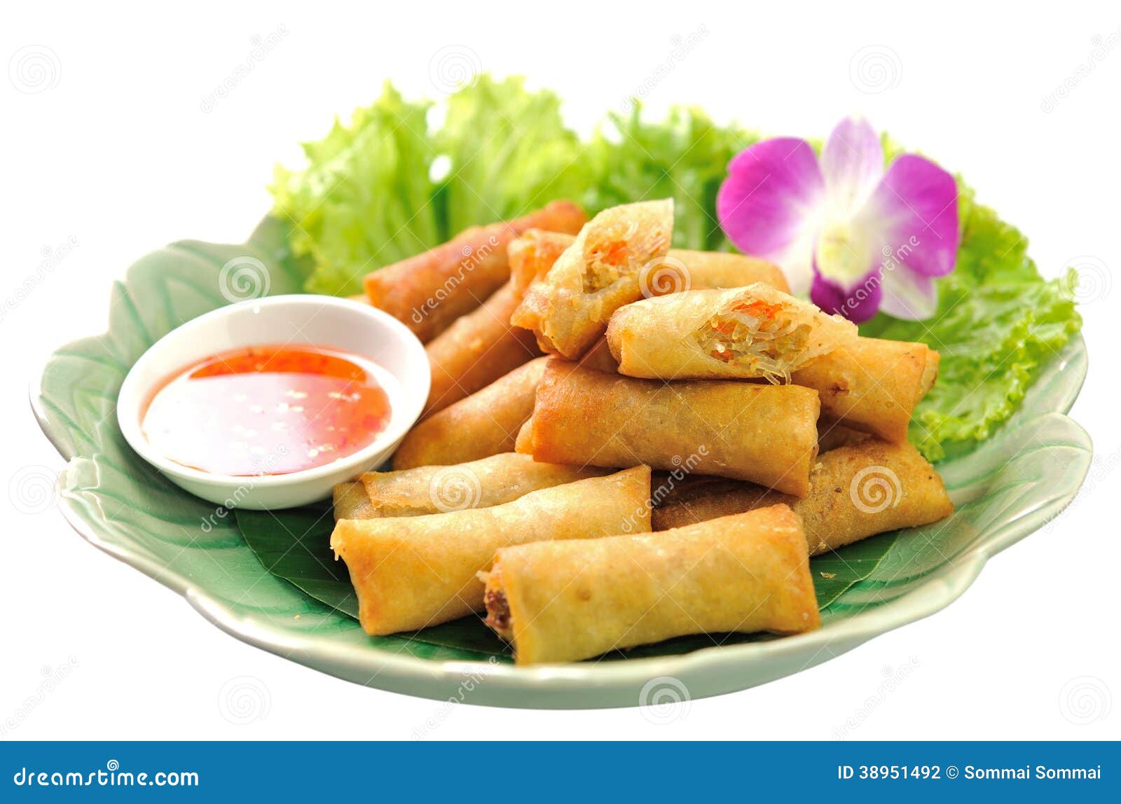 Fried Chinese Traditional Spring Rolls Food Stock Photo - Image of ...