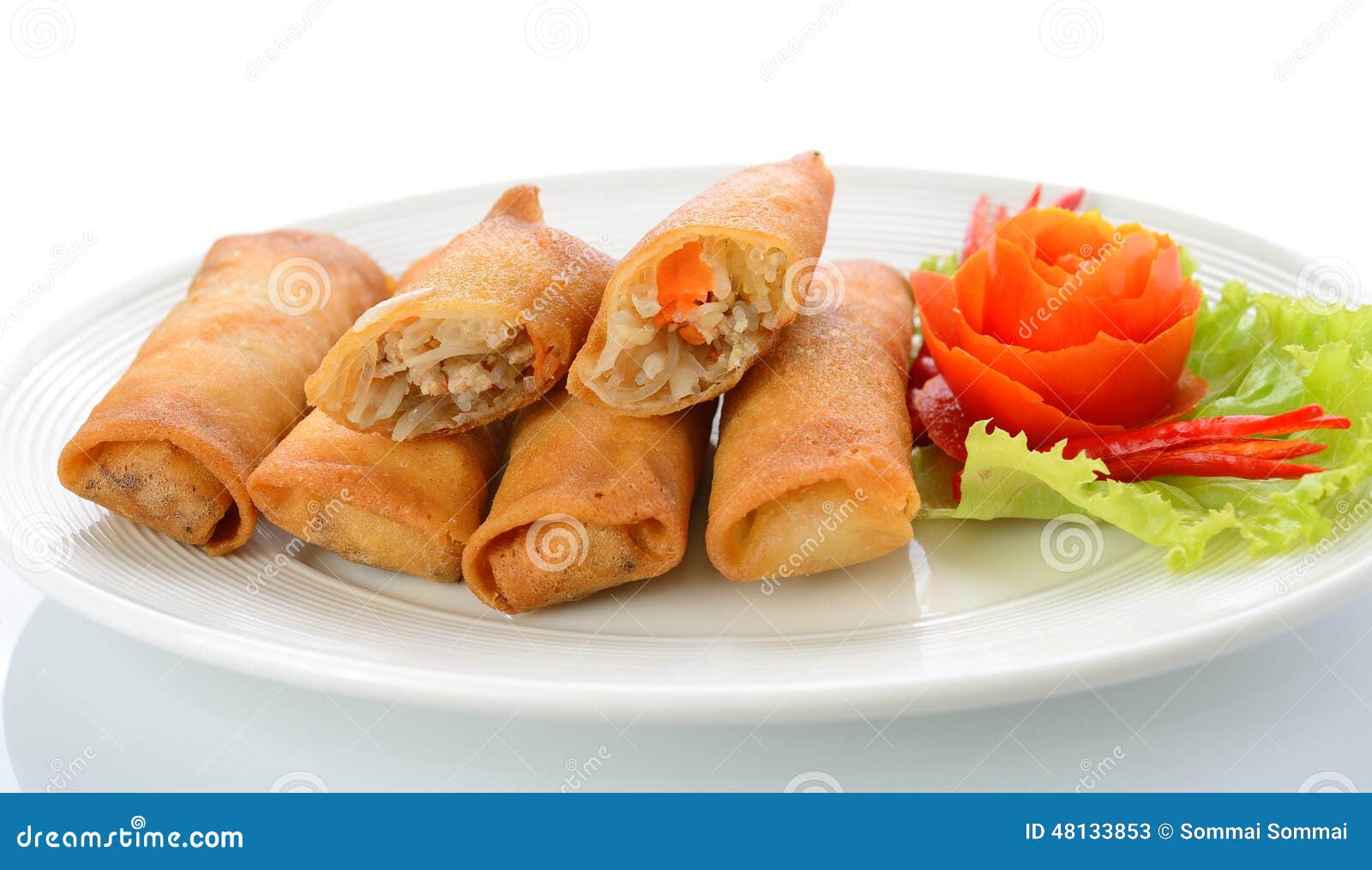 Fried Chinese Traditional Spring Rolls Food Stock Image - Image of ...