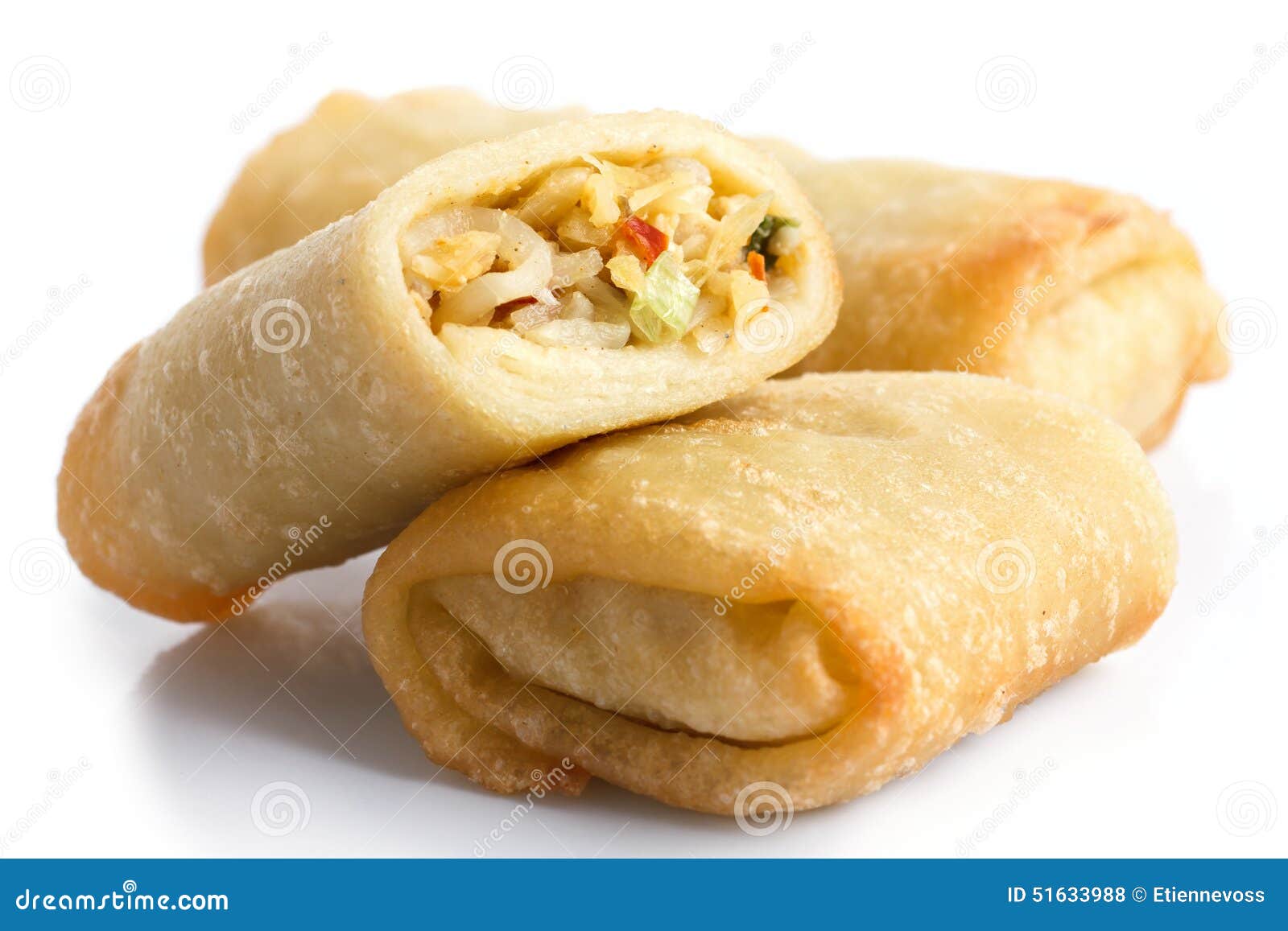 Fried Chinese Vegetable Spring Rolls on White. Stock Photo - Image of ...