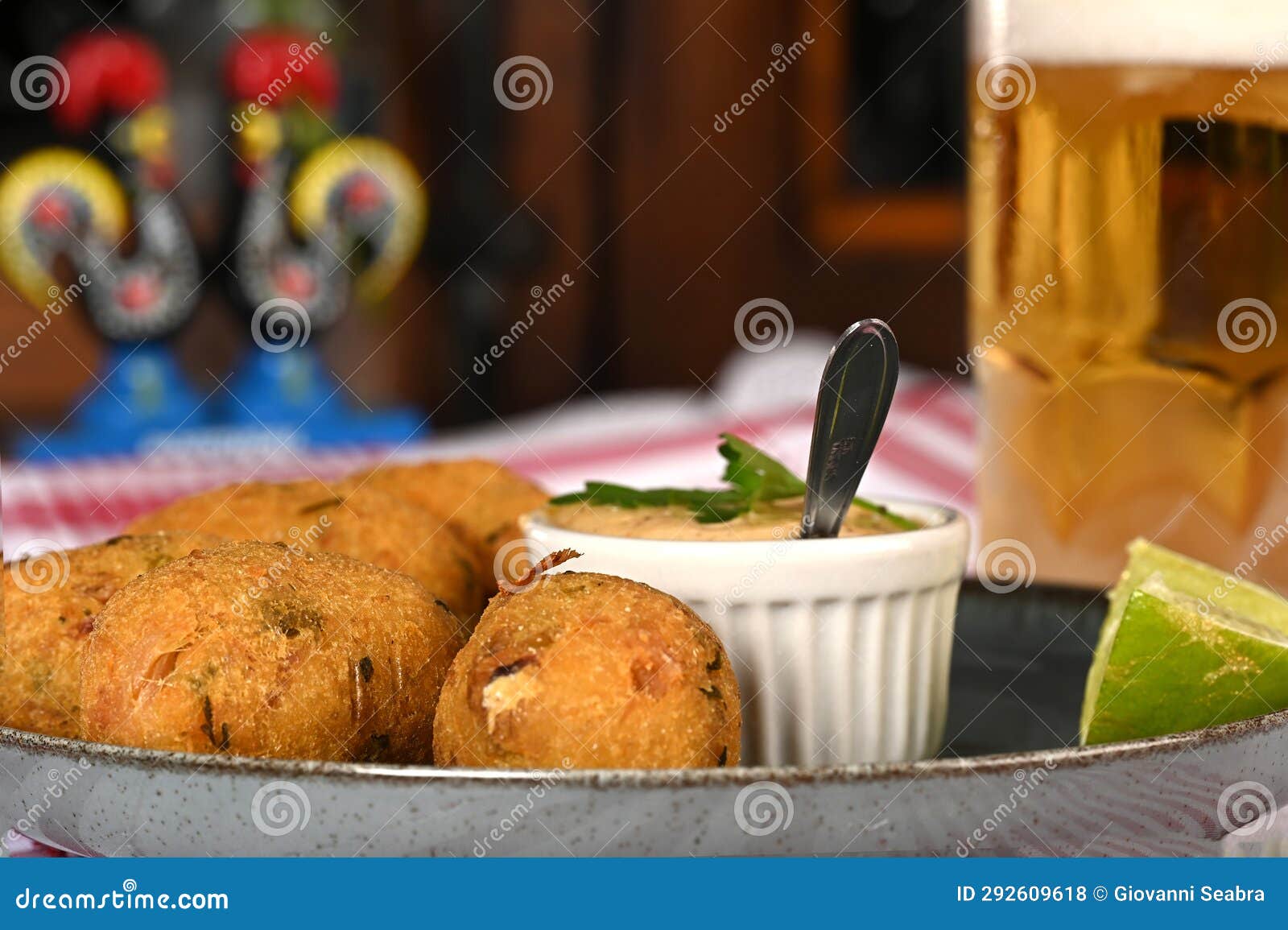 Fried Cod Cake with Herb Sauce Baked Fish Portuguese Food Stock Photo ...