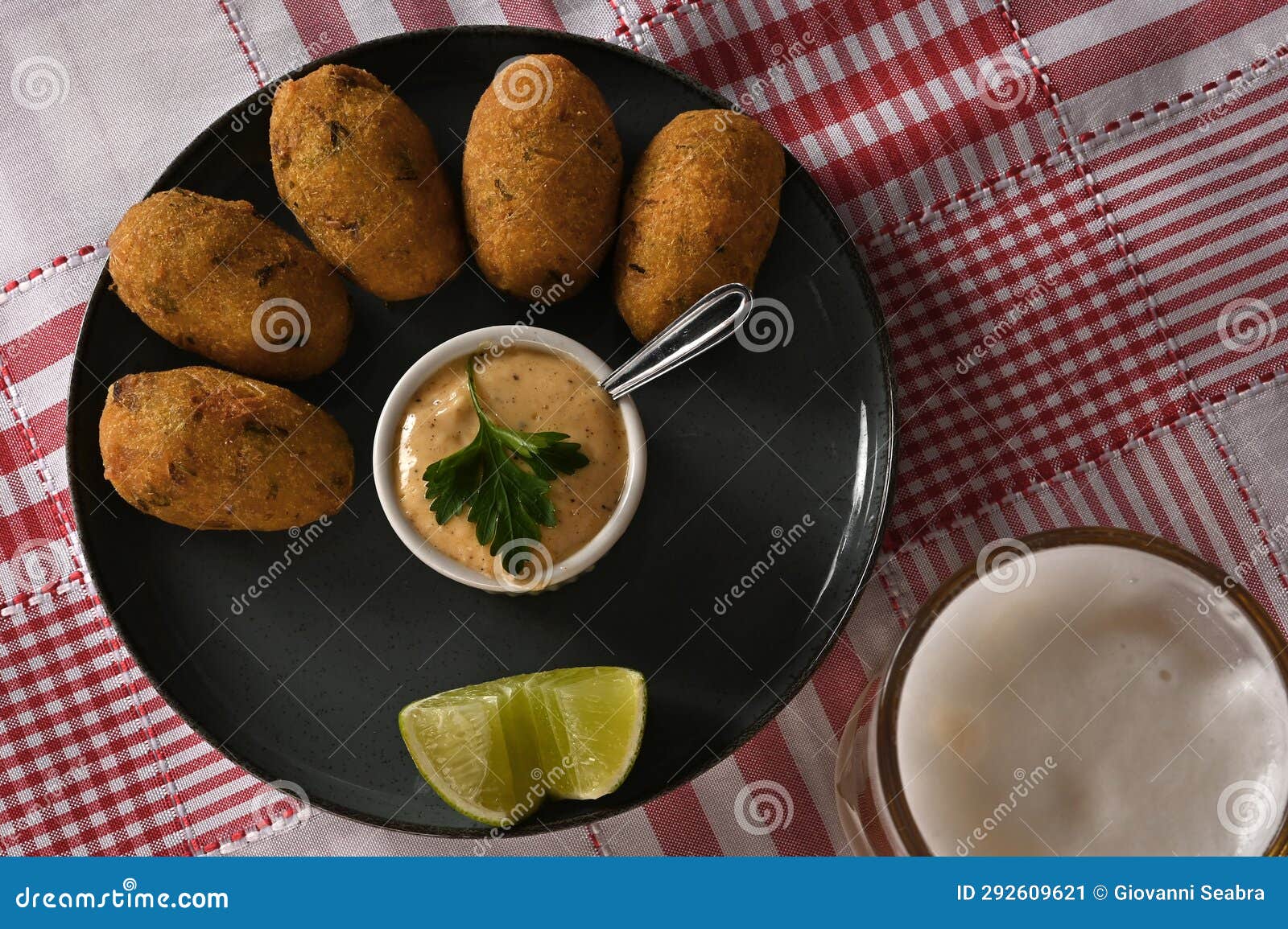 Fried Cod Cake with Herb Sauce Baked Fish Portuguese Food Stock Image ...