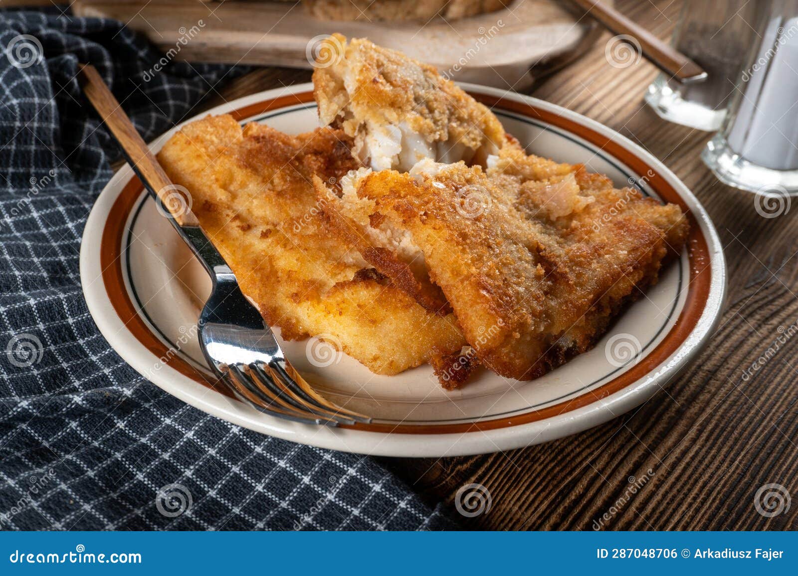 Fried cod fillet stock photo. Image of omega, shallow - 287048706