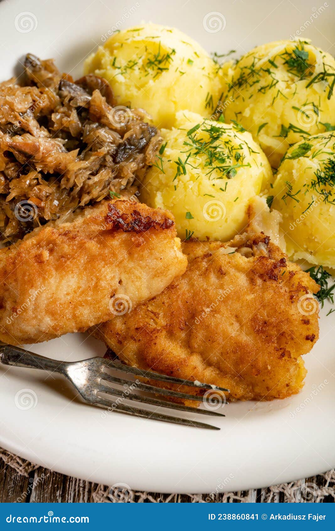 Fried cod fillet stock image. Image of potato, lunch - 238860841