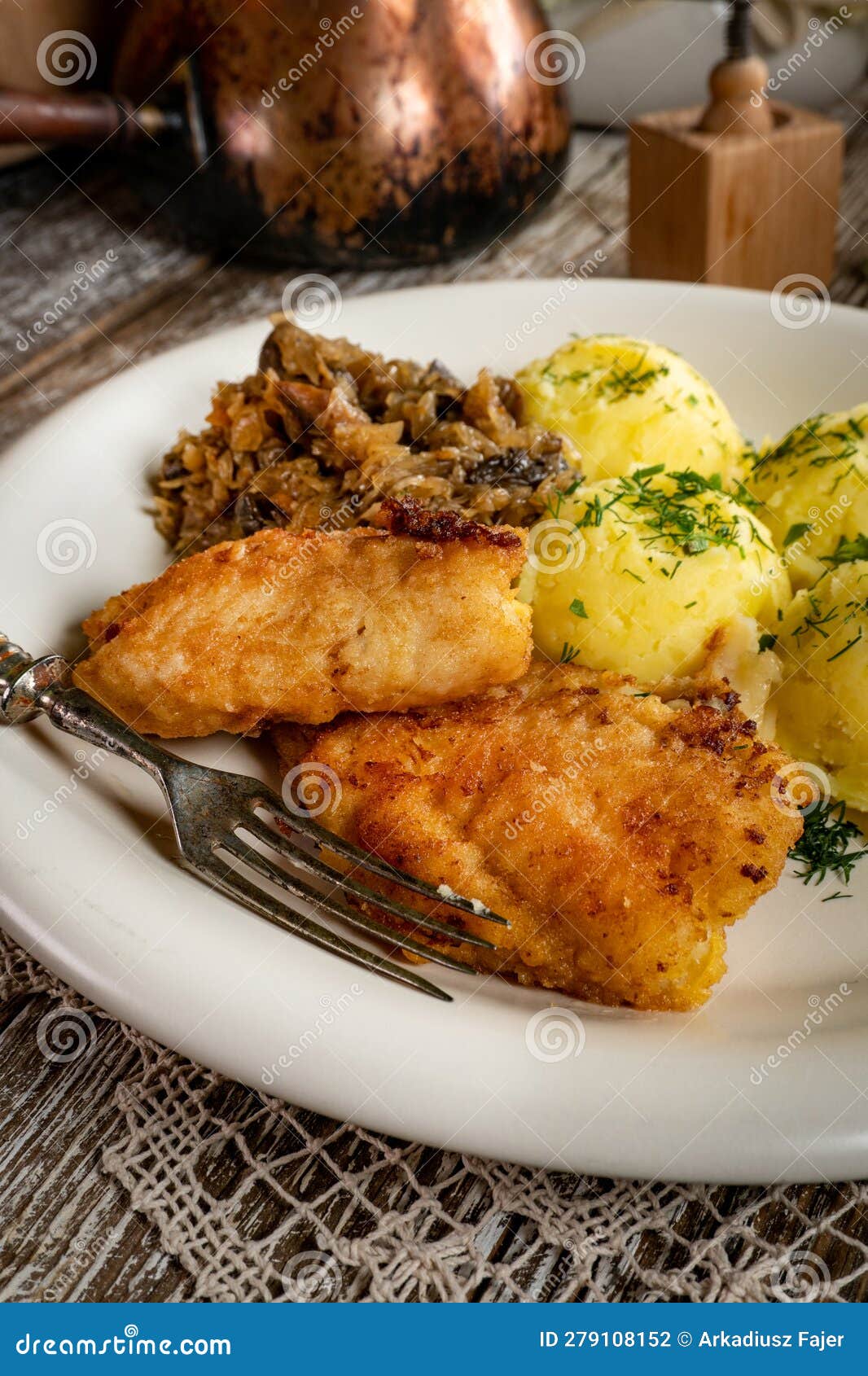 Fried cod fillet stock photo. Image of fish, plate, lunch - 279108152