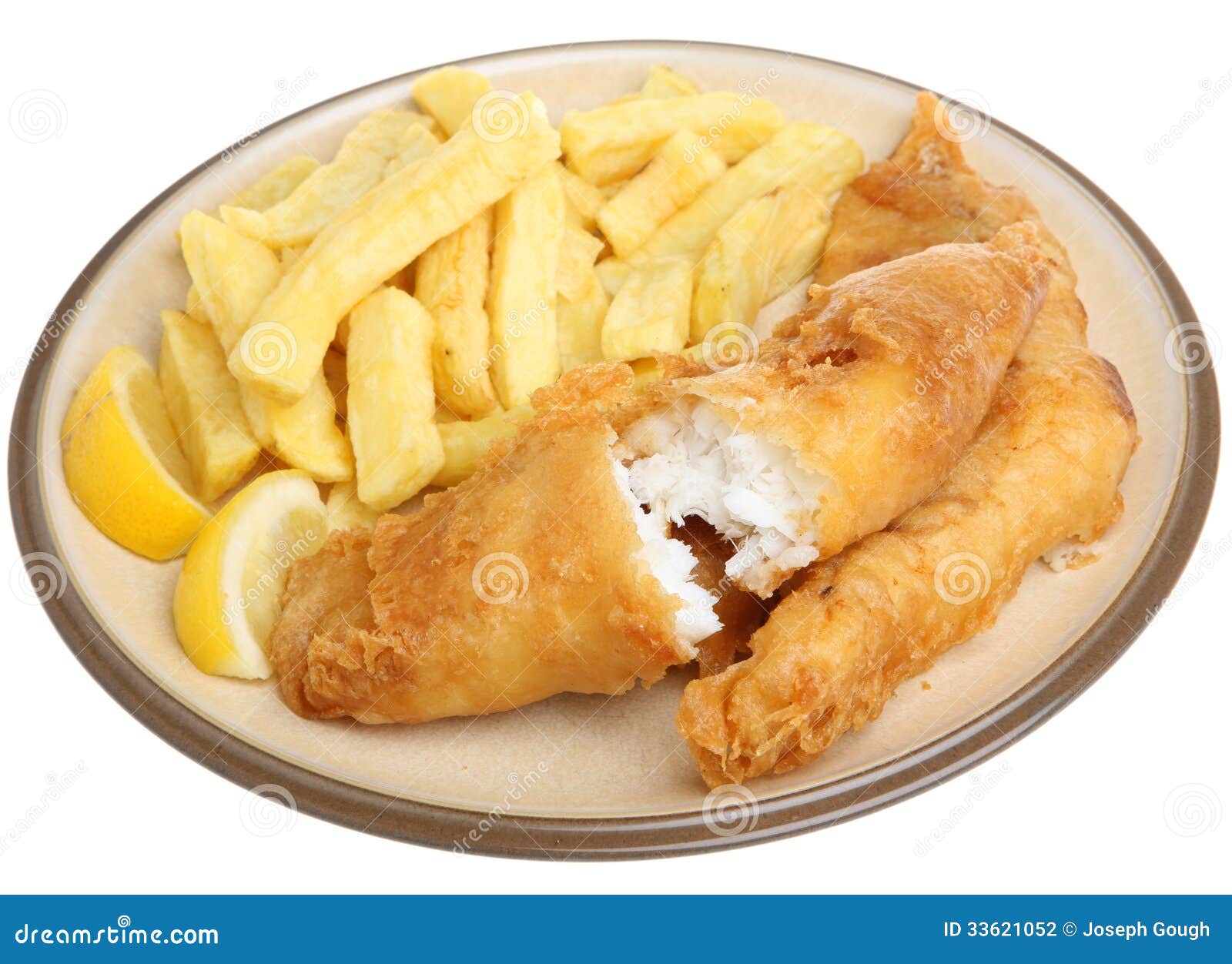 Fried Cod Fish & Chips Isolated No Branco Foto de Stock - Imagem de ...