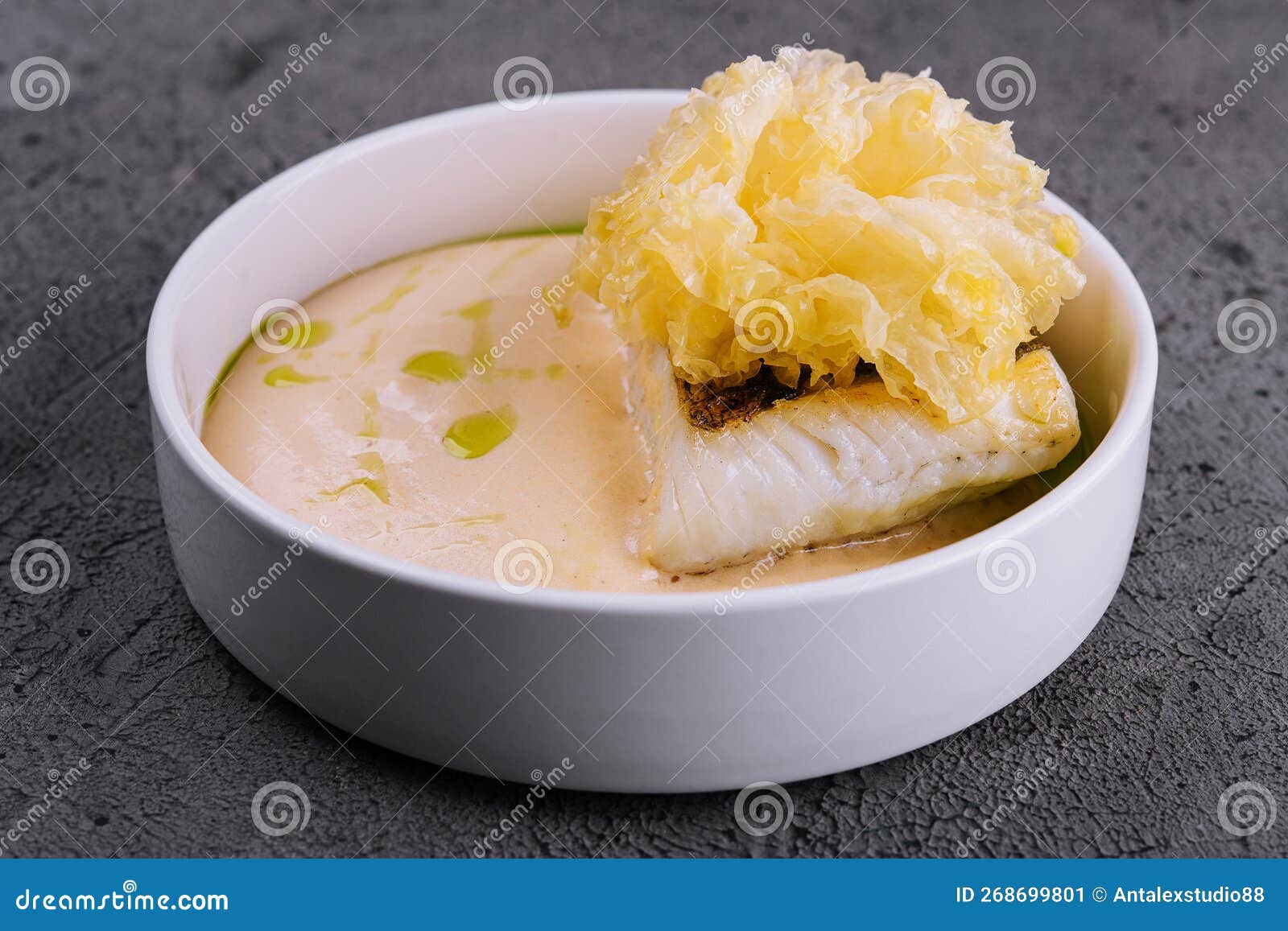 Fried Cod Fish Filet with Sauce Hollandaise Stock Image - Image of food ...