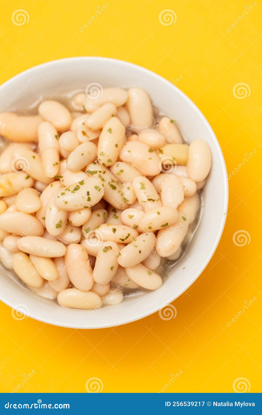 Fried Cod Fish with White Beans on the Plate Stock Image - Image of ...