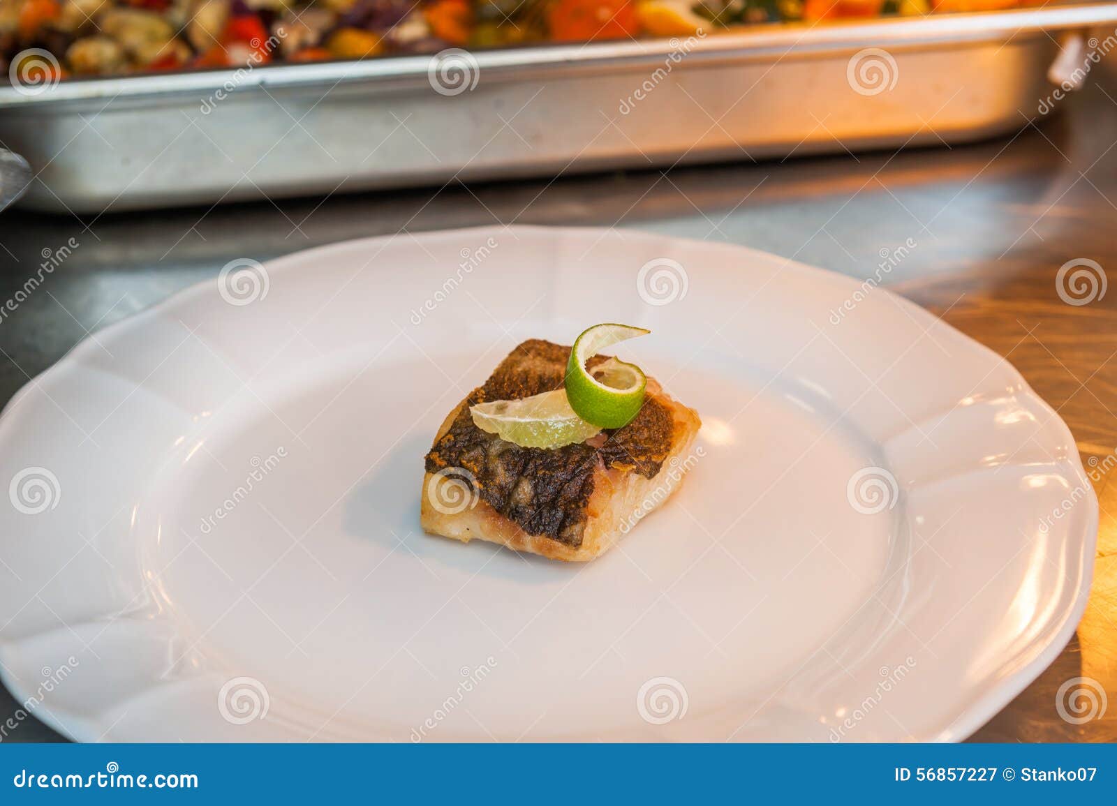 Fried cod on a plate stock image. Image of appetizing - 56857227