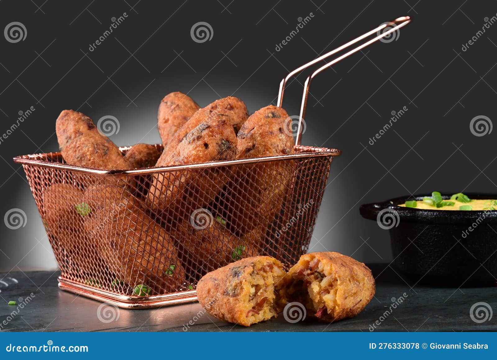 Fried Codfish Ball with Herb Sauce Fast Food Meat and Fish Cake Gray ...