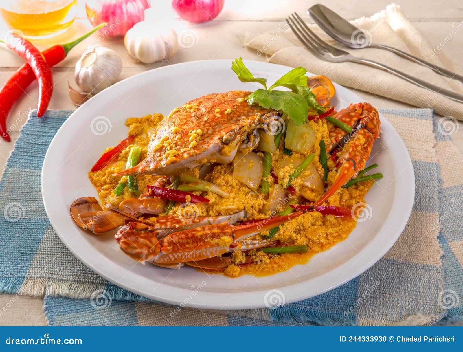 Fried crab curry powder stock photo. Image of nutrition - 244333930