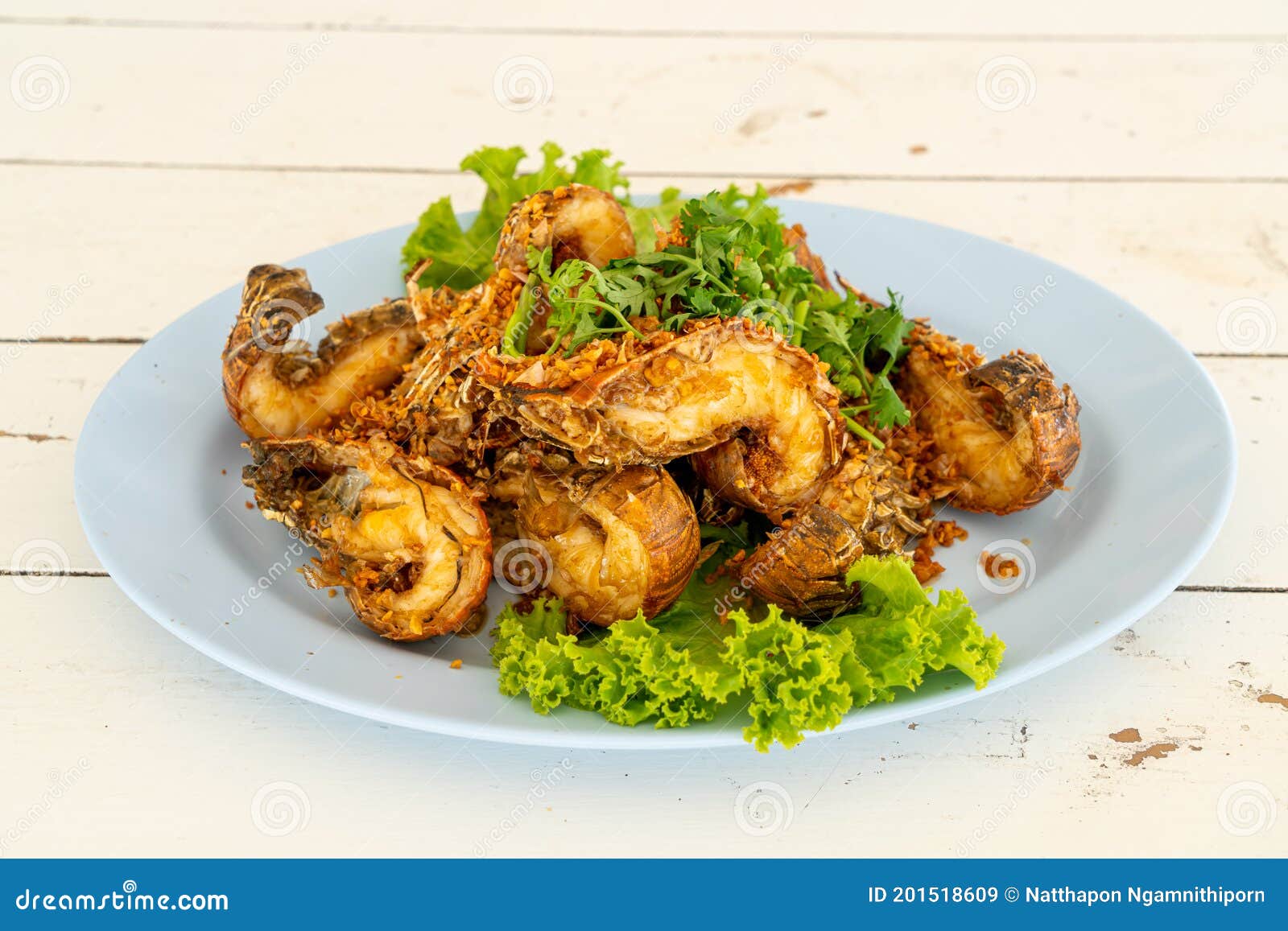 Fried Crayfish or Mantis Shrimps with Garlic Stock Image - Image of ...