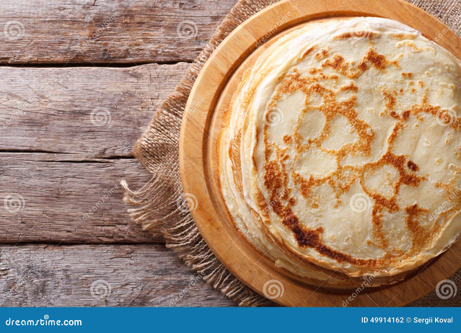 Fried Crepes on a Chopping Board Horizontal Top View Stock Photo ...
