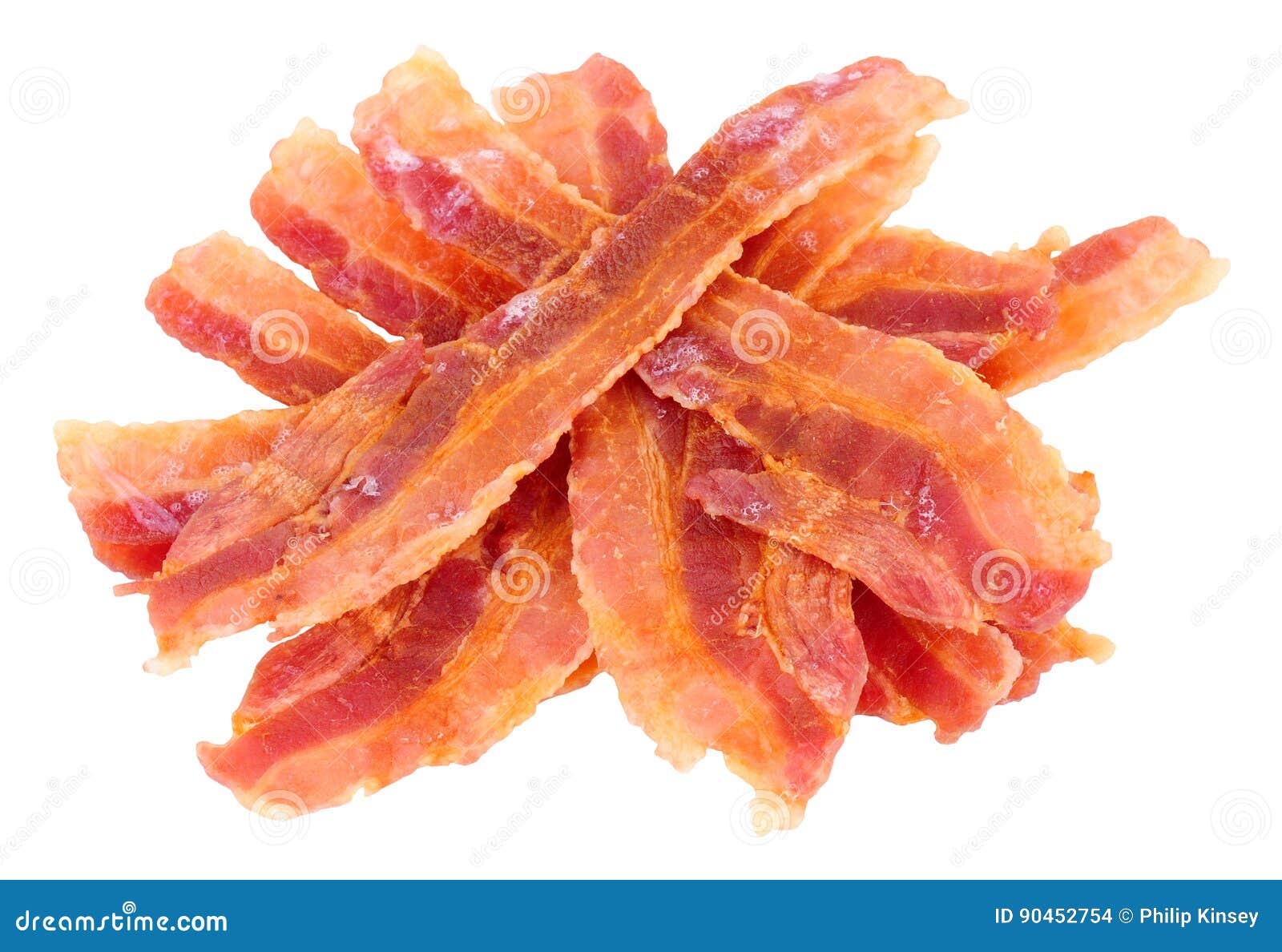 Fried Crispy Bacon Rashers Isolated Su Bianco Fotografia Stock ...
