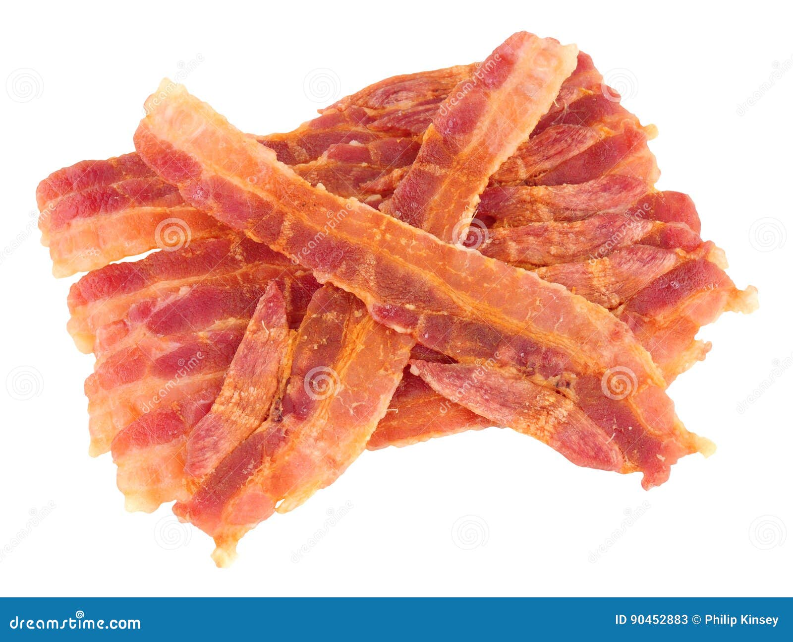Fried Crispy Bacon Rashers Isolated on White Stock Image - Image of ...