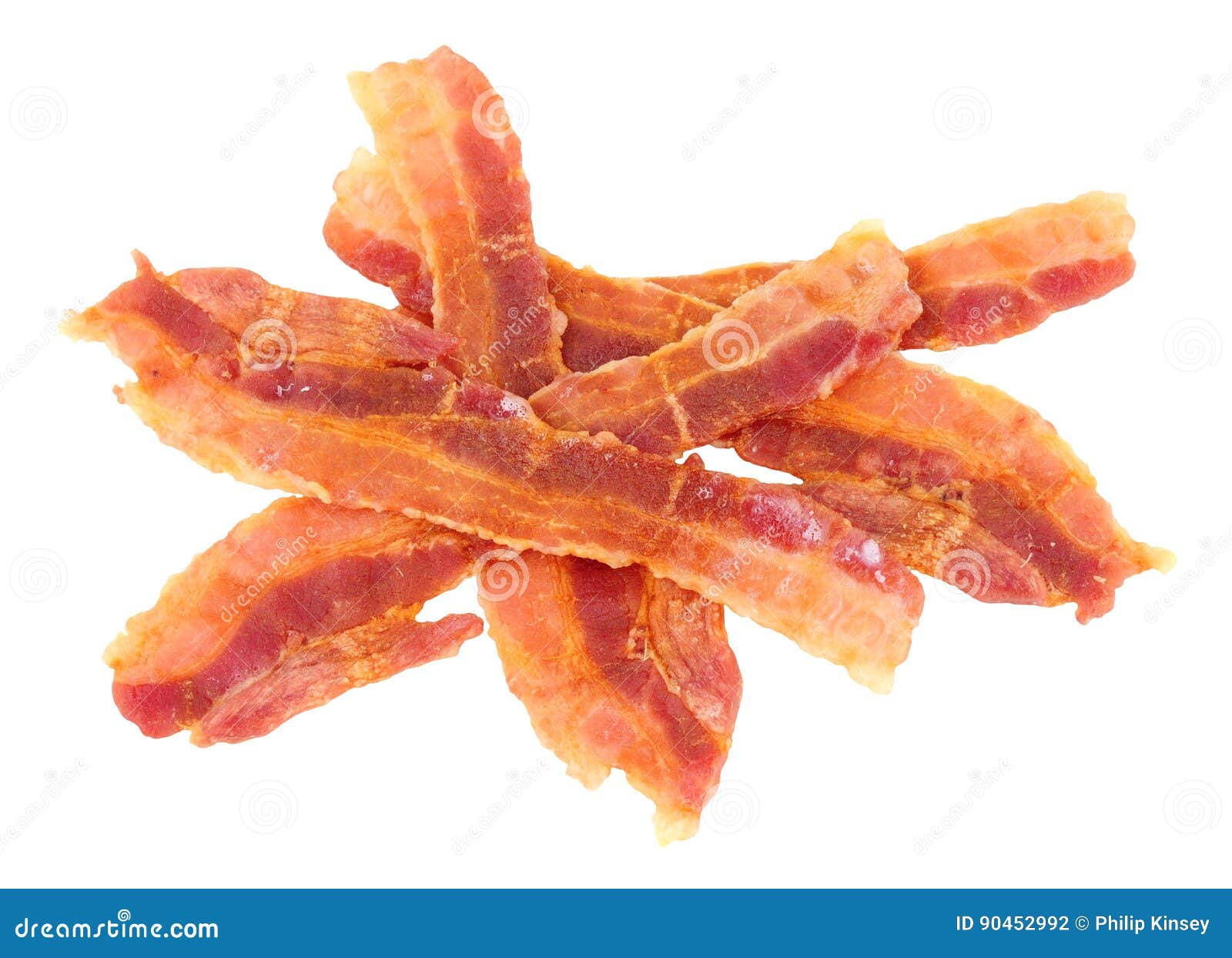 Fried Crispy Bacon Rashers Isolated on White Stock Photo - Image of ...