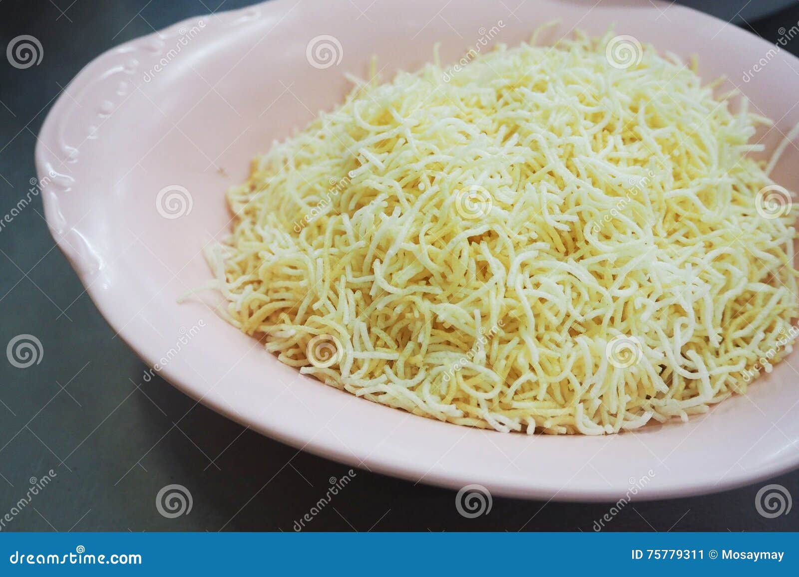 Fried crispy white noodles stock image. Image of white - 75779311