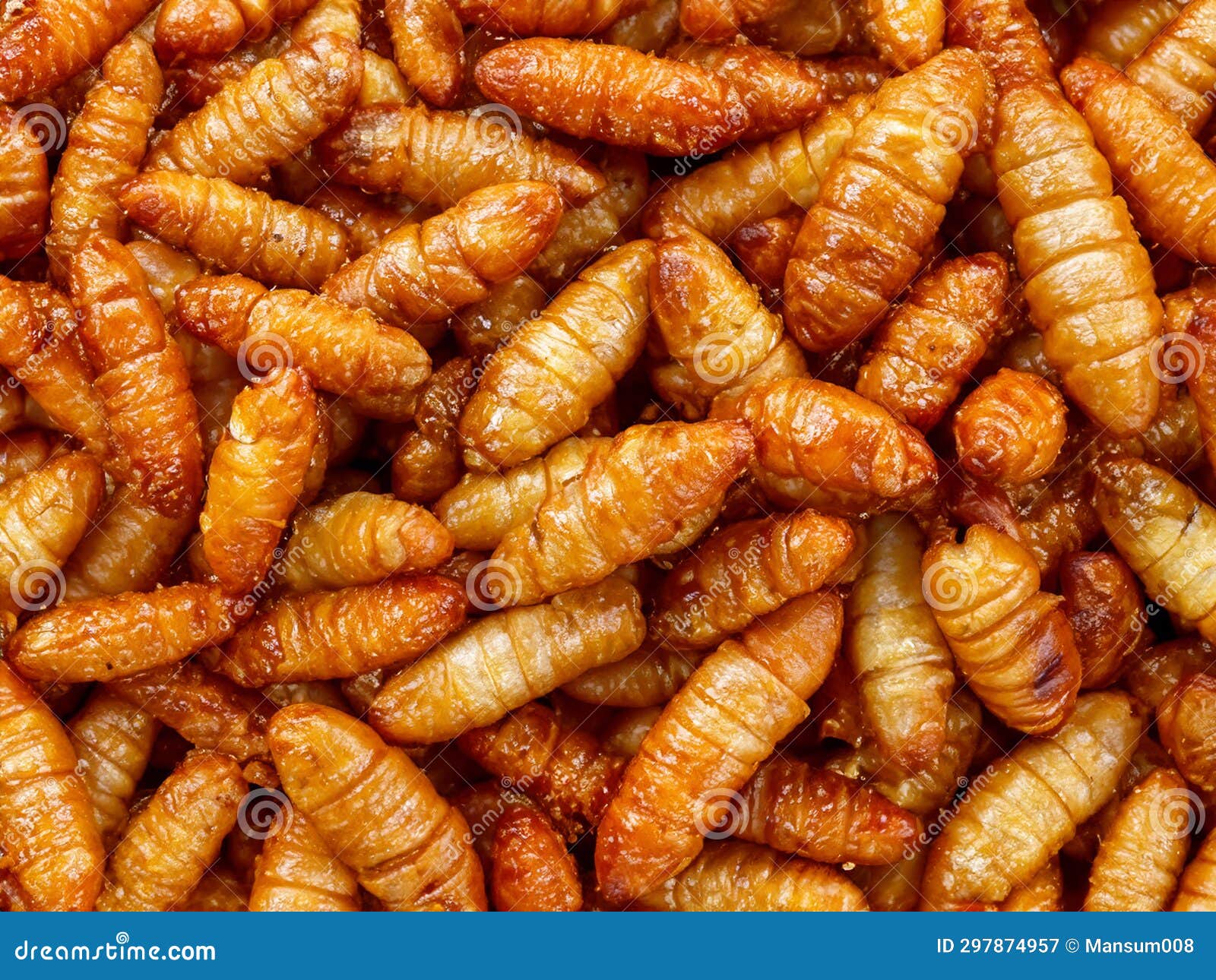 Fried Crispy Worms, Thai Style Food Stock Image - Image of background ...