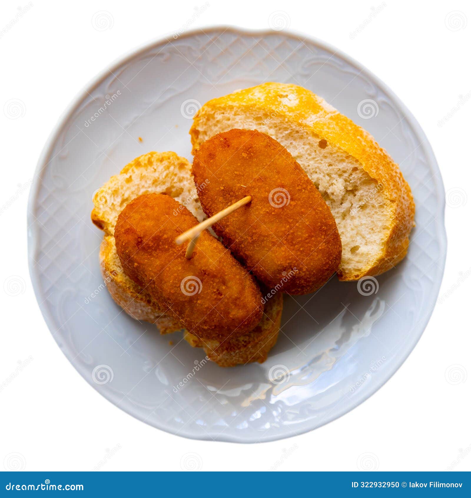 Fried Croquettes Served with Bread on Platter Stock Photo - Image of ...