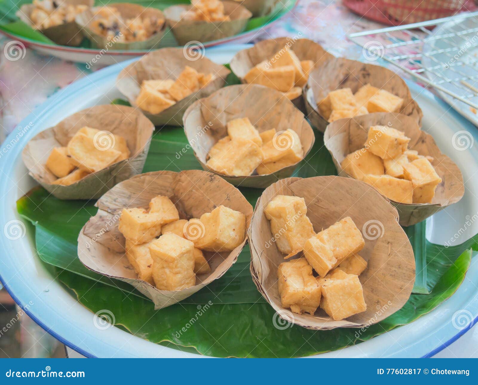 Fried cube shape tofu stock image. Image of ingredient - 77602817