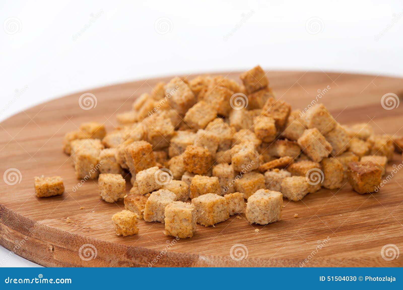 Fried Cubes of Bread Flavored with Bacon Stock Photo - Image of cube ...