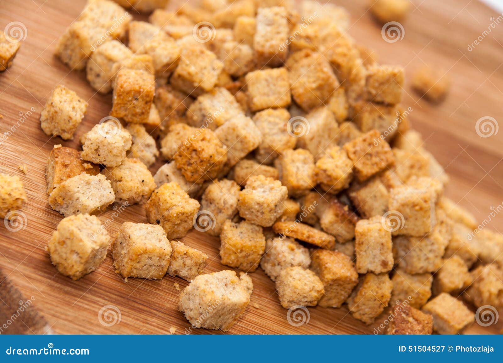 Fried Cubes of Bread Flavored with Bacon Stock Image - Image of fast ...