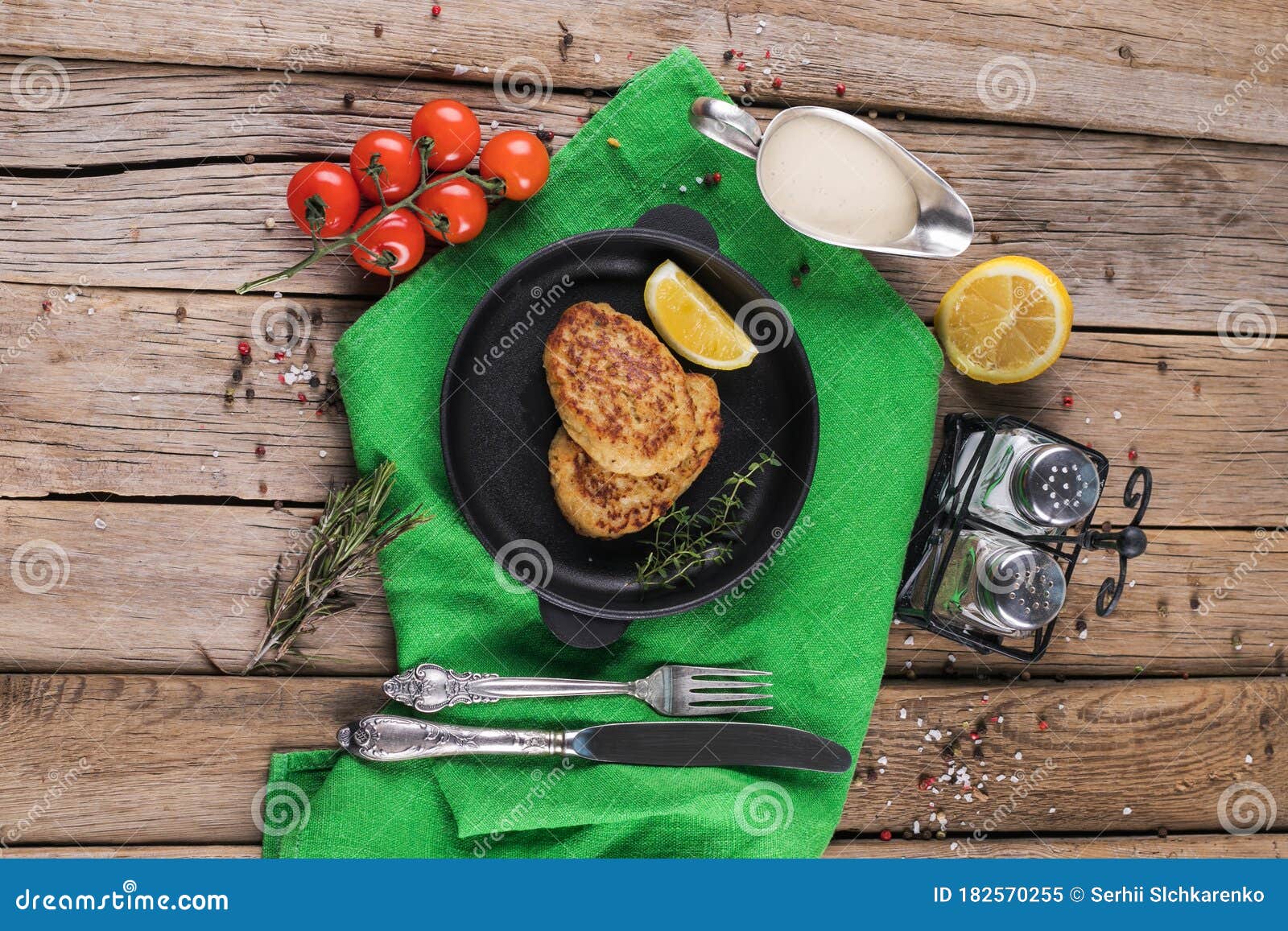 Fried Cutlet with Dill on a Plate Stock Image - Image of dill, grilled ...