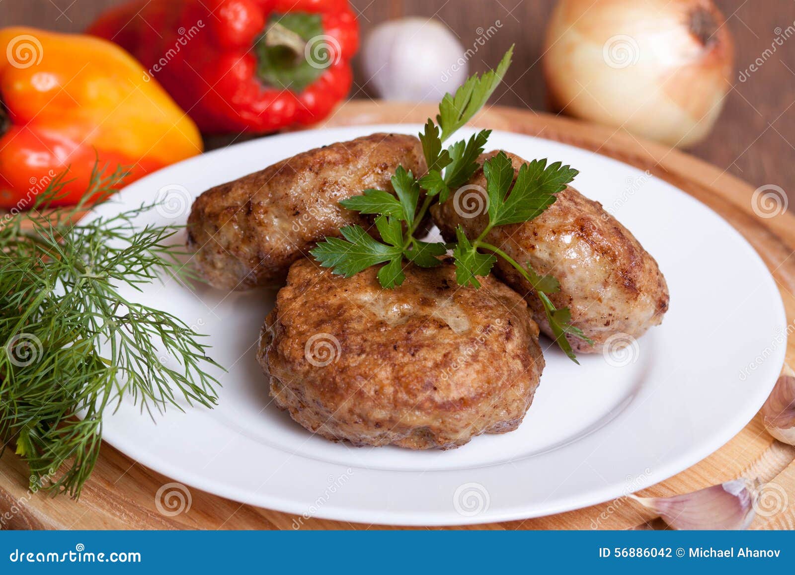 Fried Cutlet with Parsley on a Plate Stock Photo - Image of meat ...