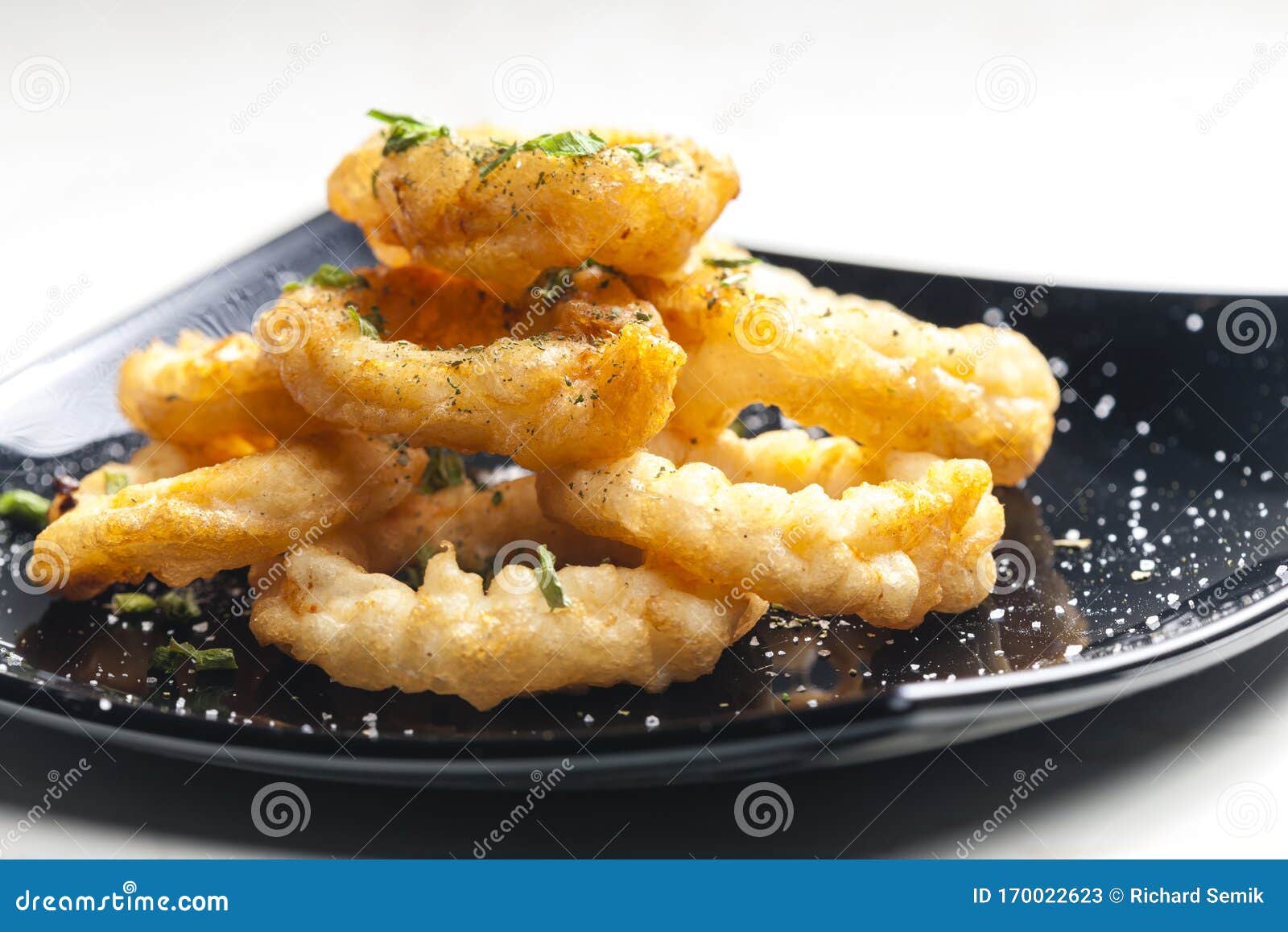 Fried Cuttlefish Rings in Batter Stock Image - Image of inside, fried ...