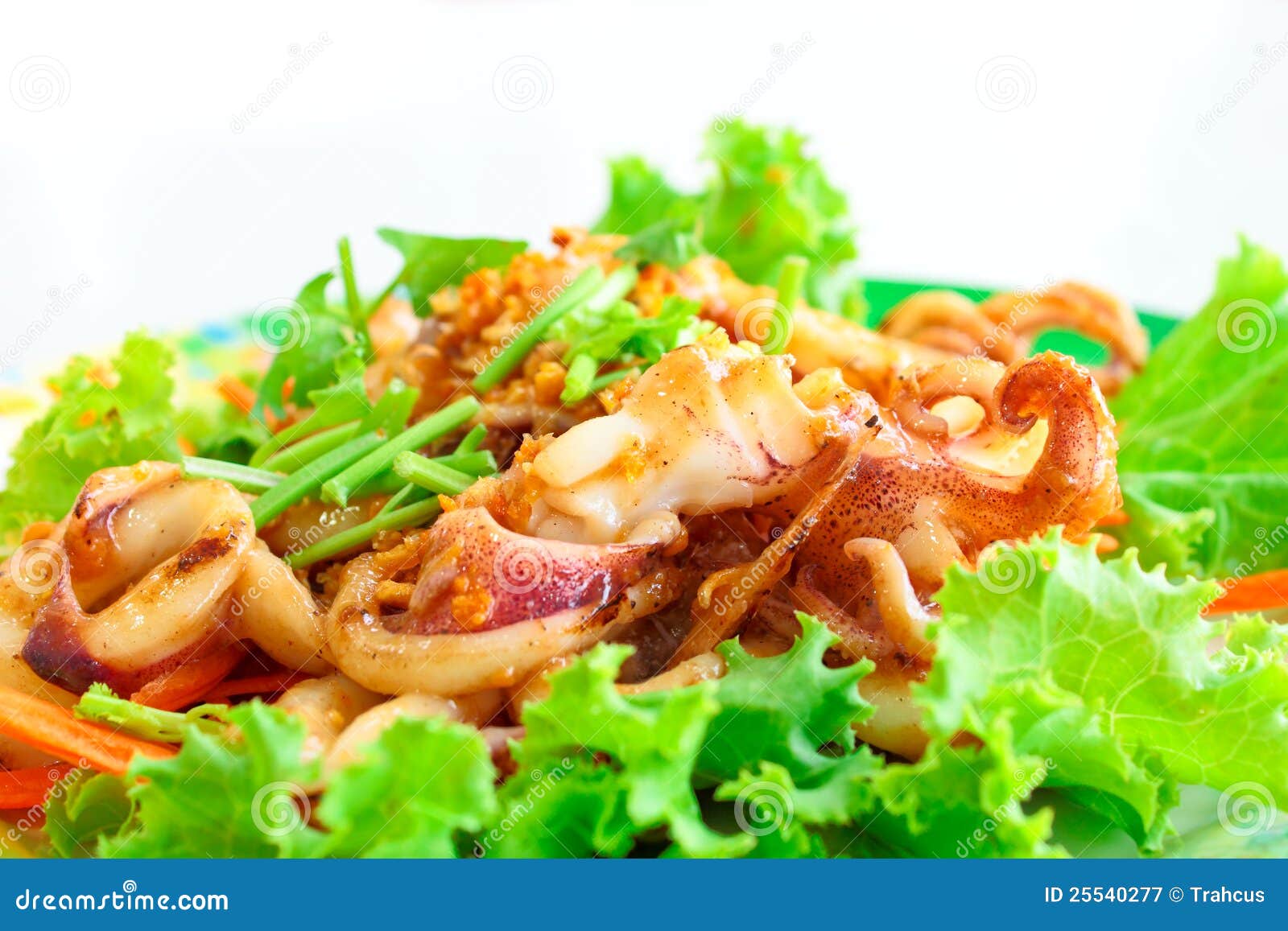 Fried Cuttlefish with Tamarind Sauce and Salad Stock Image - Image of ...