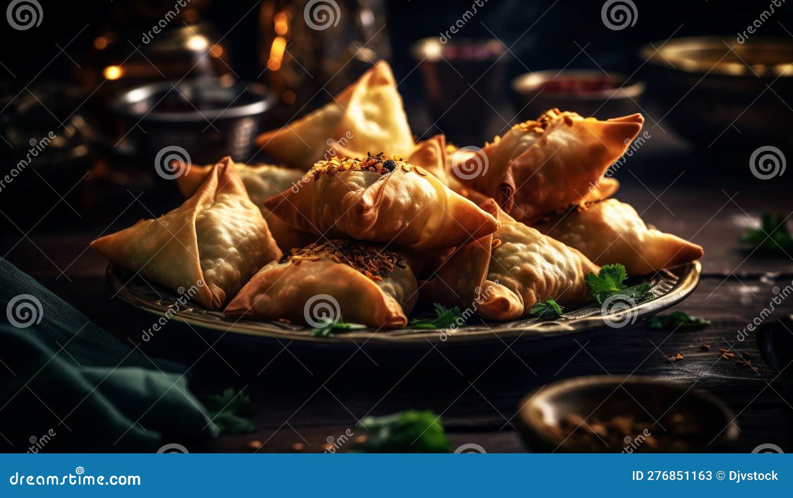 Fried Dim Sum Plate, Stuffed with Pork Generated by AI Stock ...