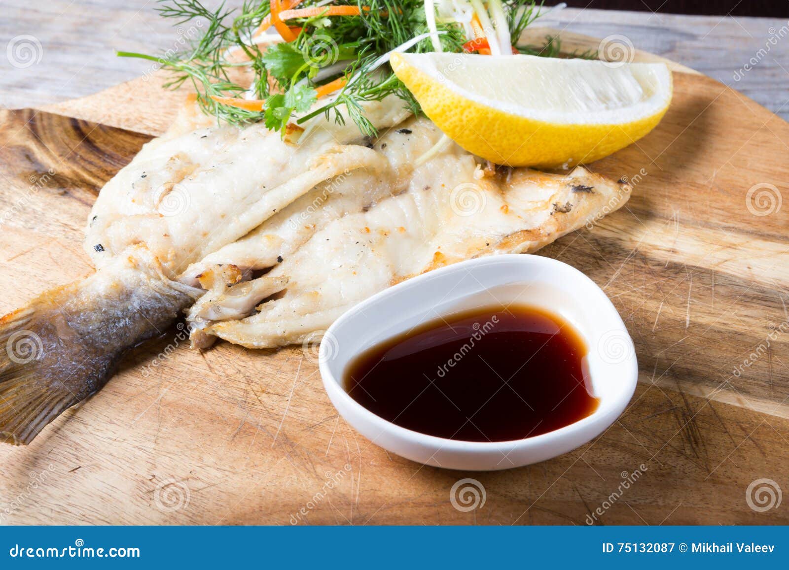 Fried dorado fish stock image. Image of meal, pepper - 75132087