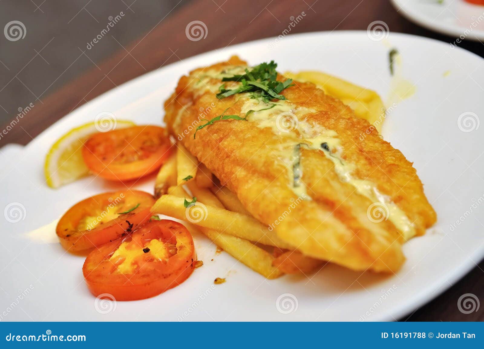 Fried dory fish with fries stock photo. Image of lemon - 16191788