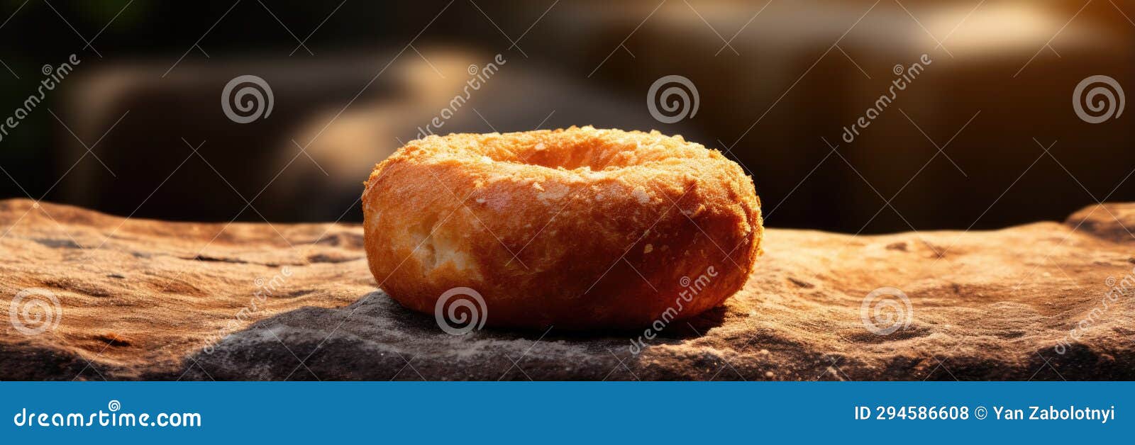 Fried Doughnut on Stone, Blurred Background, Rustic Pub Stone Oven Stock Illustration ...