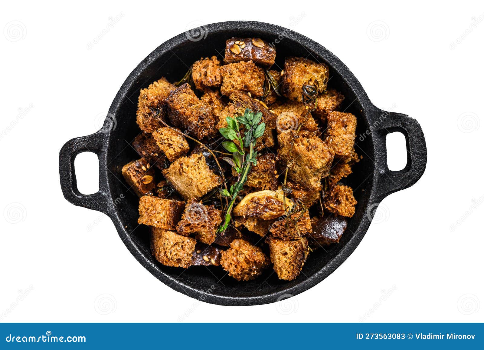 Fried Dried Rye Crouton Bread Biscuits. Isolated on White Background ...