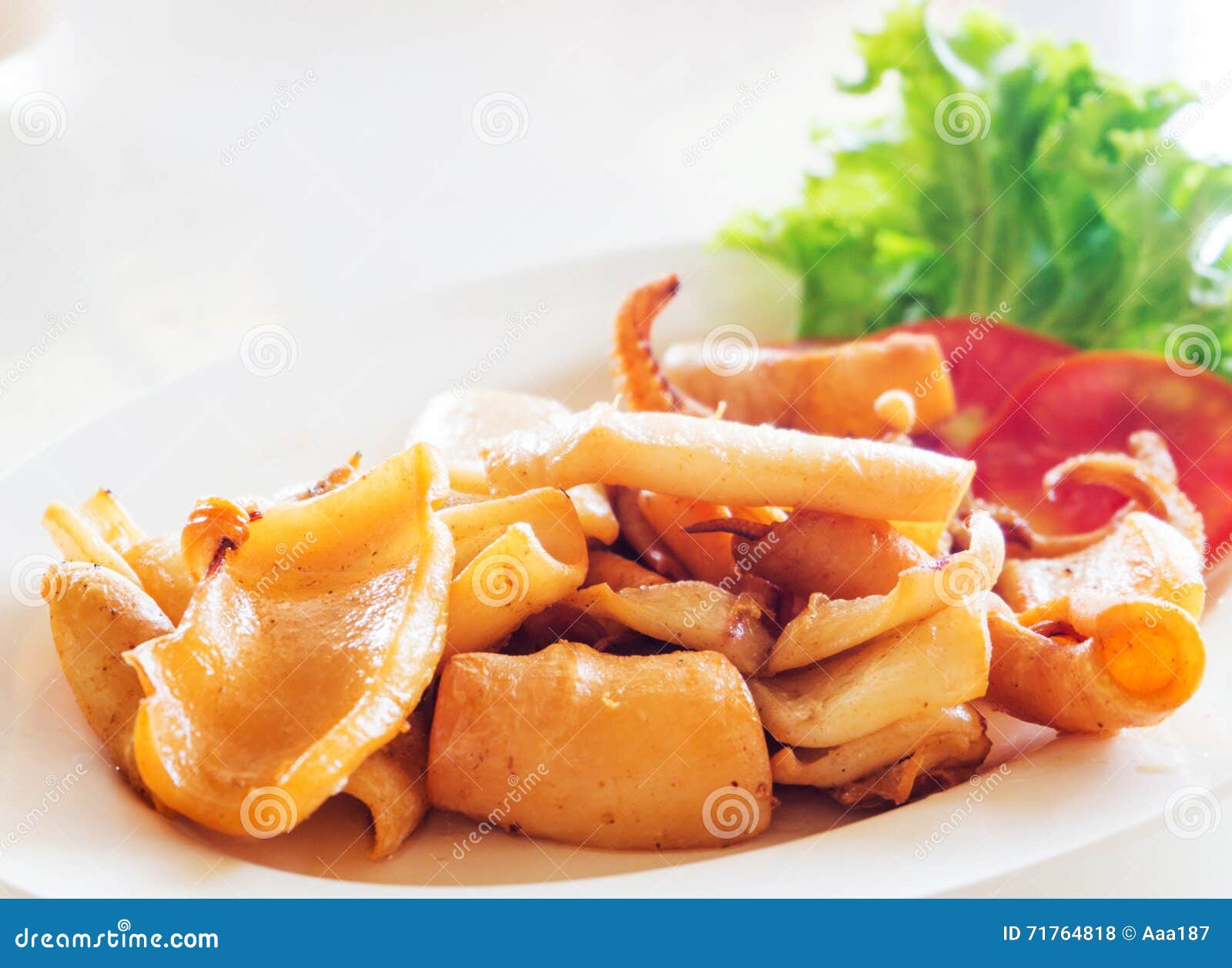 Fried dry Squid seafood stock photo. Image of food, brown - 71764818