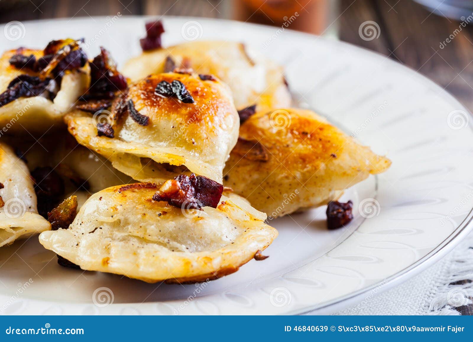 Fried dumplings with meat stock image. Image of dishware - 46840639