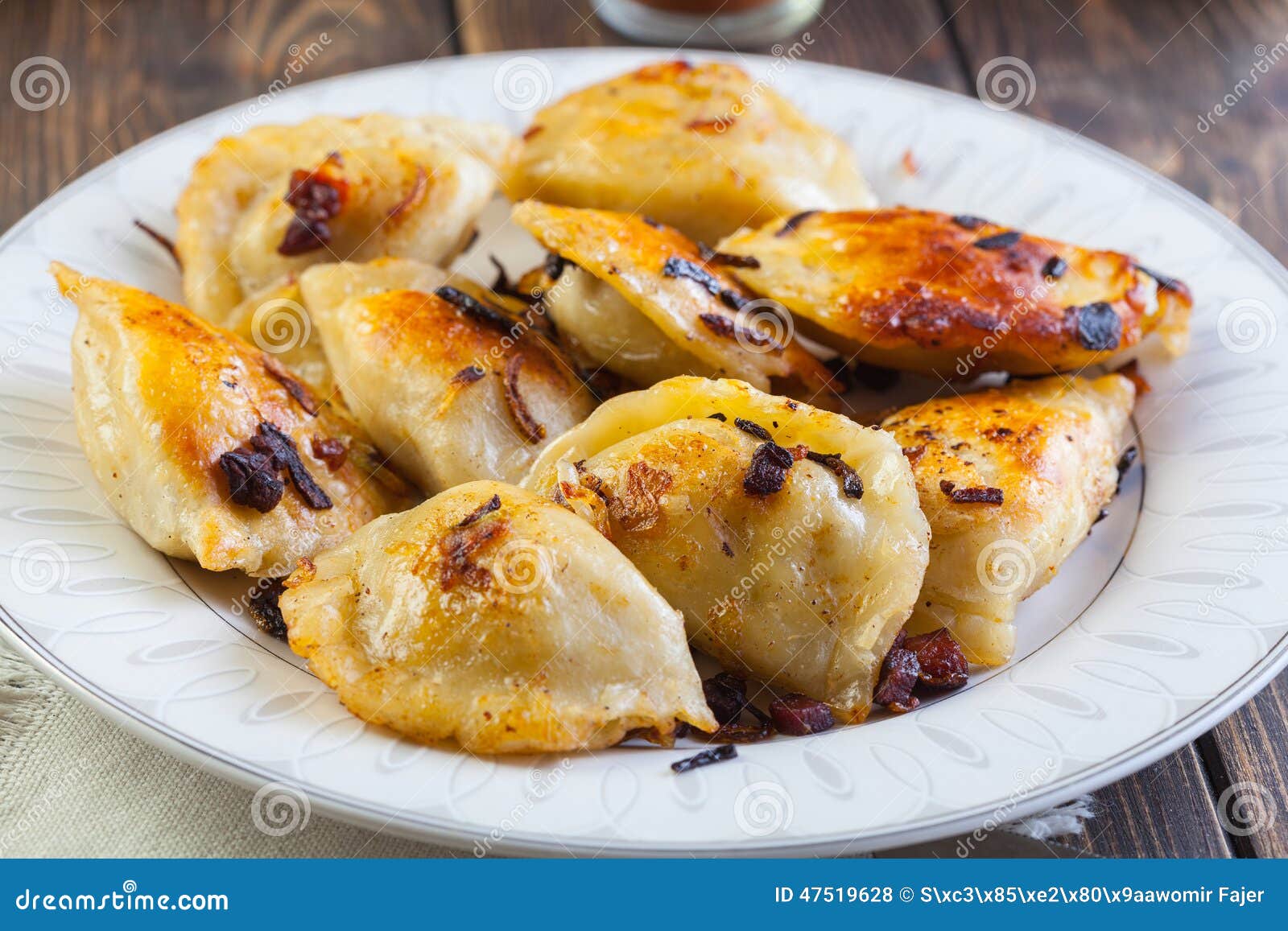Fried dumplings with meat stock photo. Image of knife - 47519628