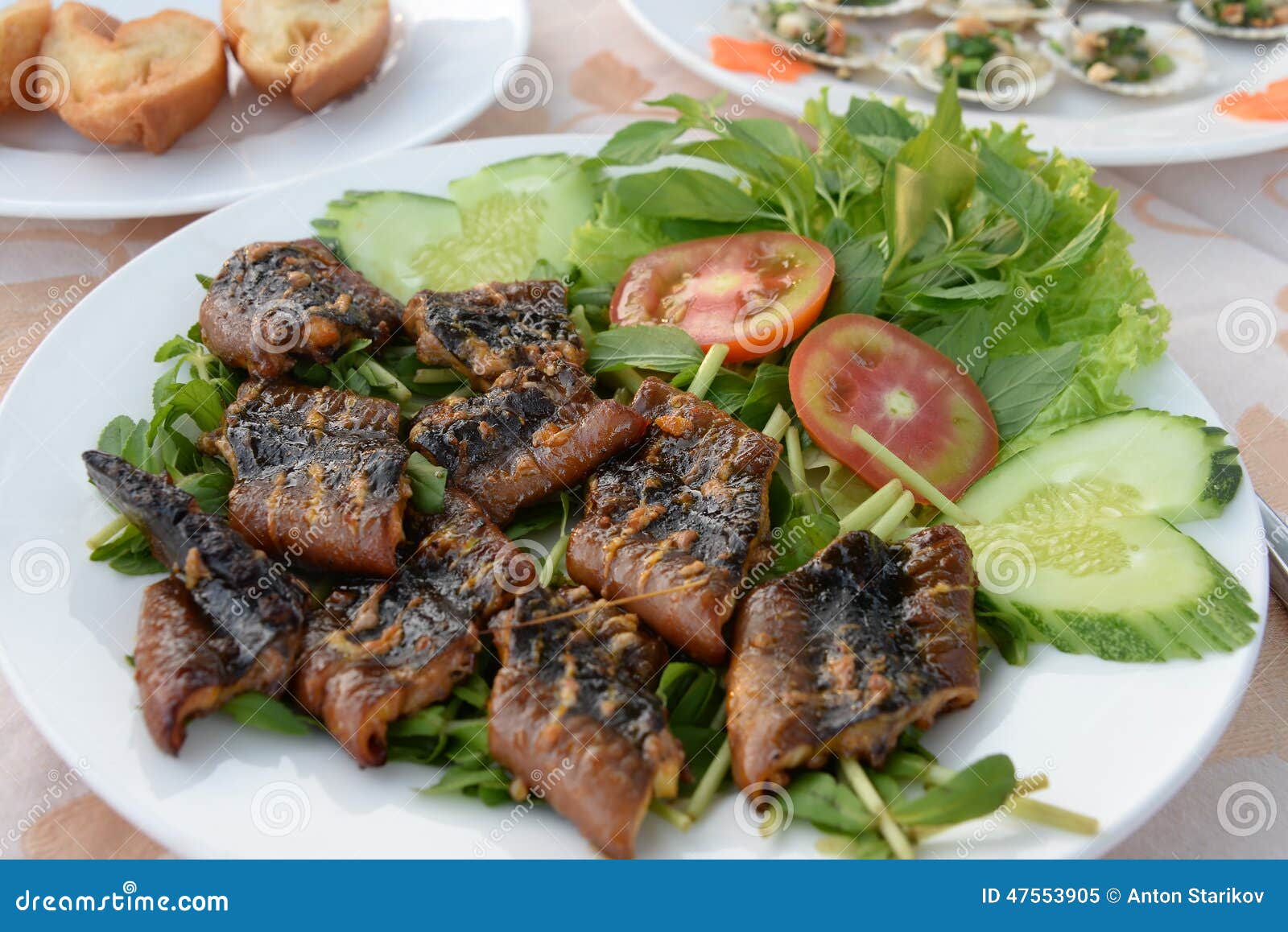 Fried eel stock image. Image of leaf, culture, grilled - 47553905