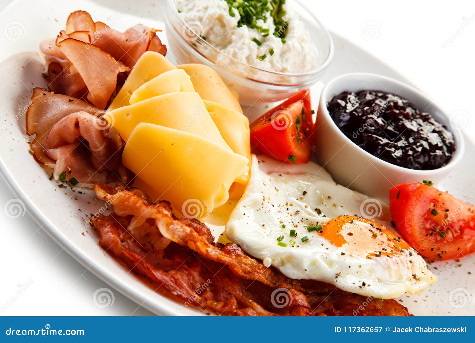 Fried Egg with Beacon - Breakfast Stock Image - Image of plate, portion ...