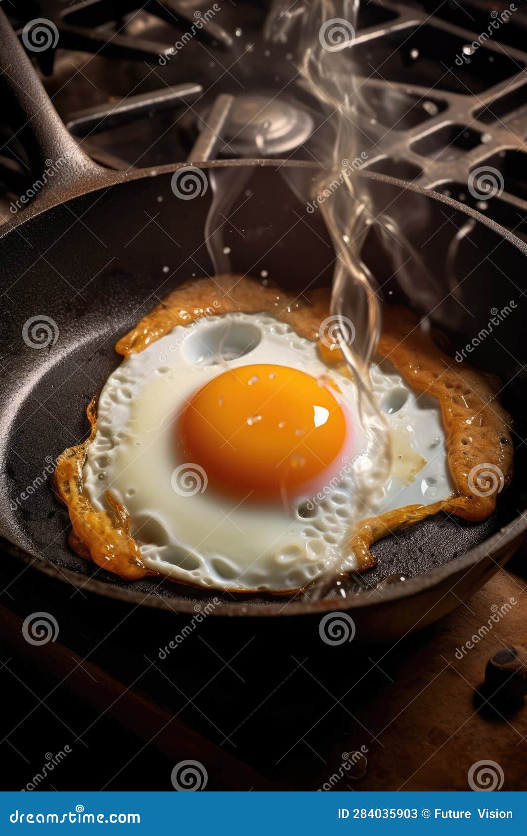 Fried Egg Being Cooked on a Stove, Created Using Generative Ai ...
