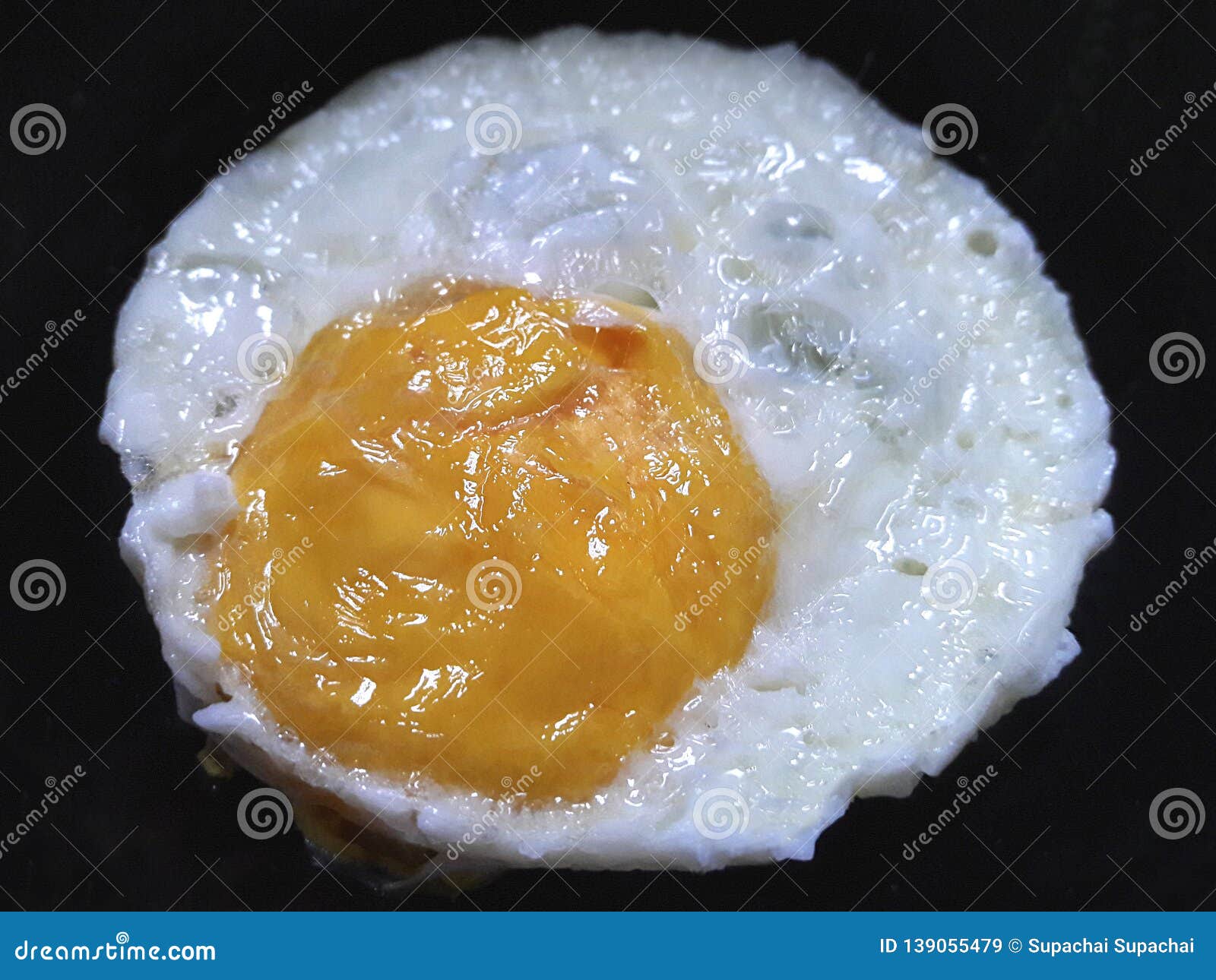 Fried Egg on Black Background Stock Image - Image of healthy, protein ...