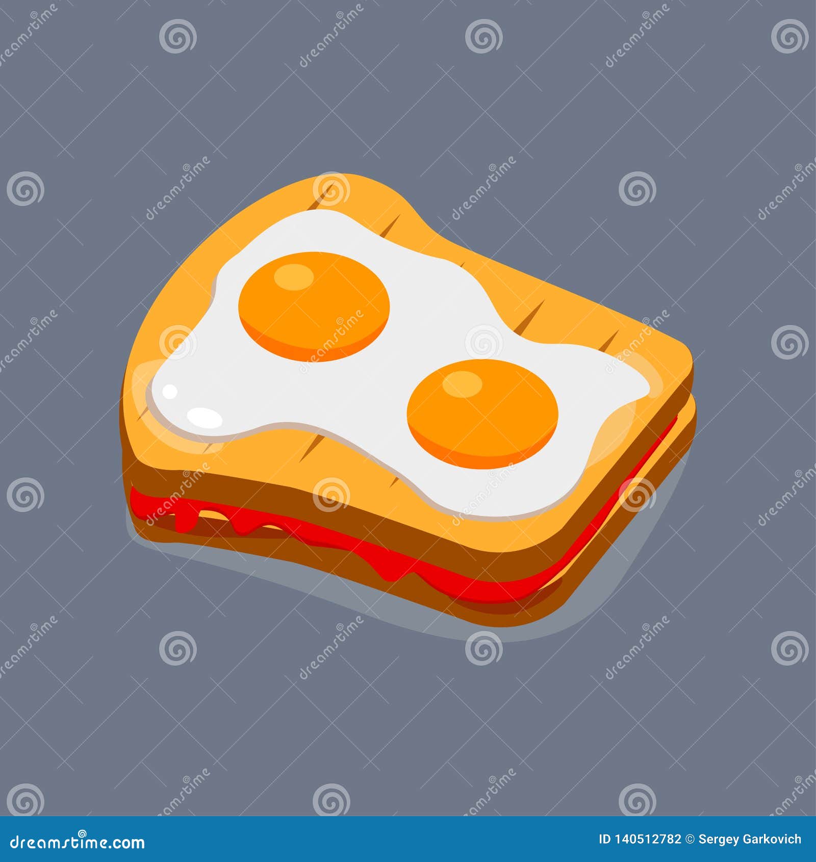 Fried Egg With Bread For Breakfast, Lunch. Meal With Yolk. Top View ...