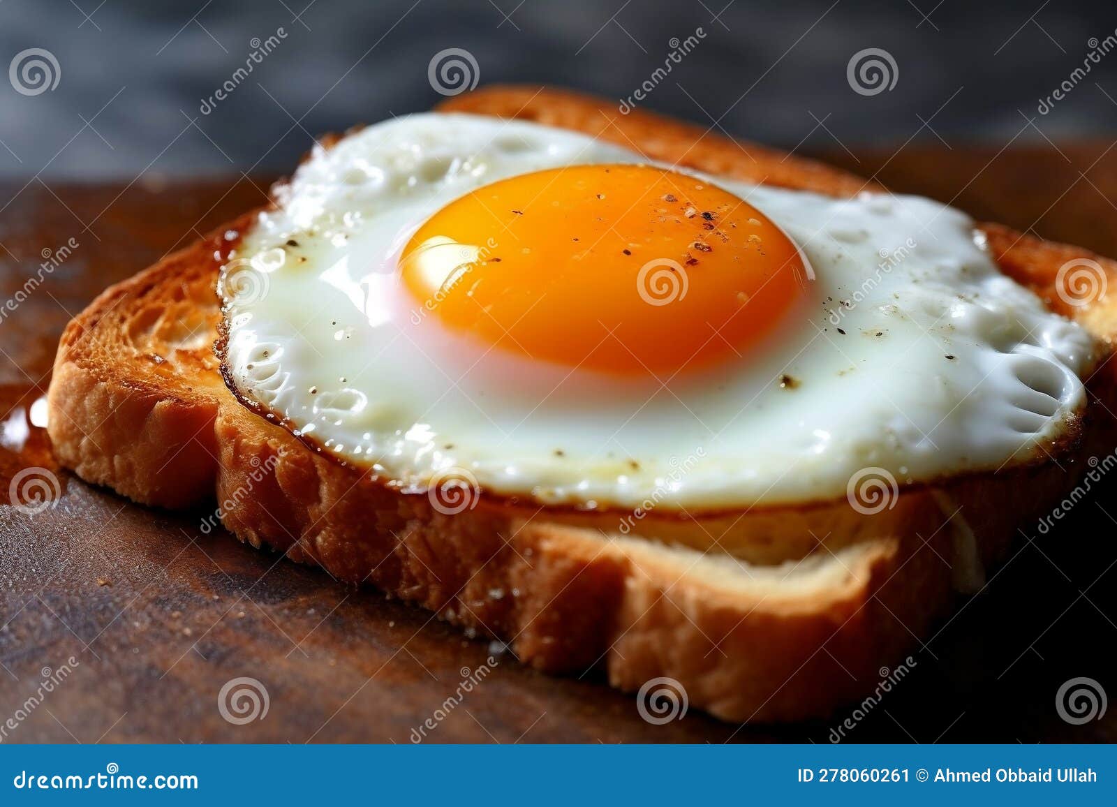 Fried Egg on Bread Slice. Generative AI Stock Illustration ...