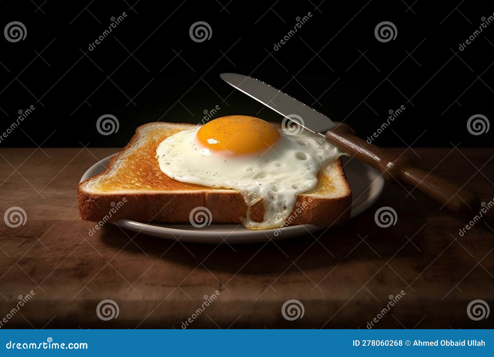 Fried Egg on Bread Slice. Generative AI Stock Illustration ...