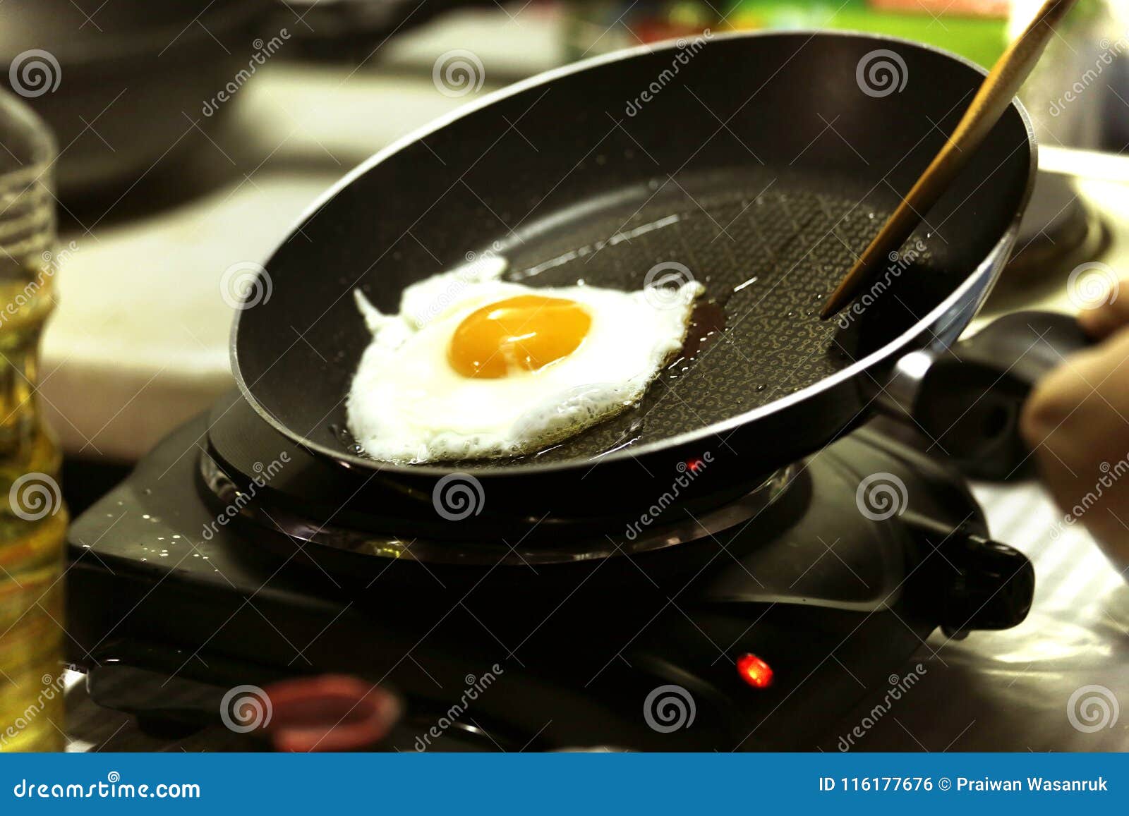 A Fried Egg in a Flying Pan Stock Photo - Image of cholesterol, salt ...