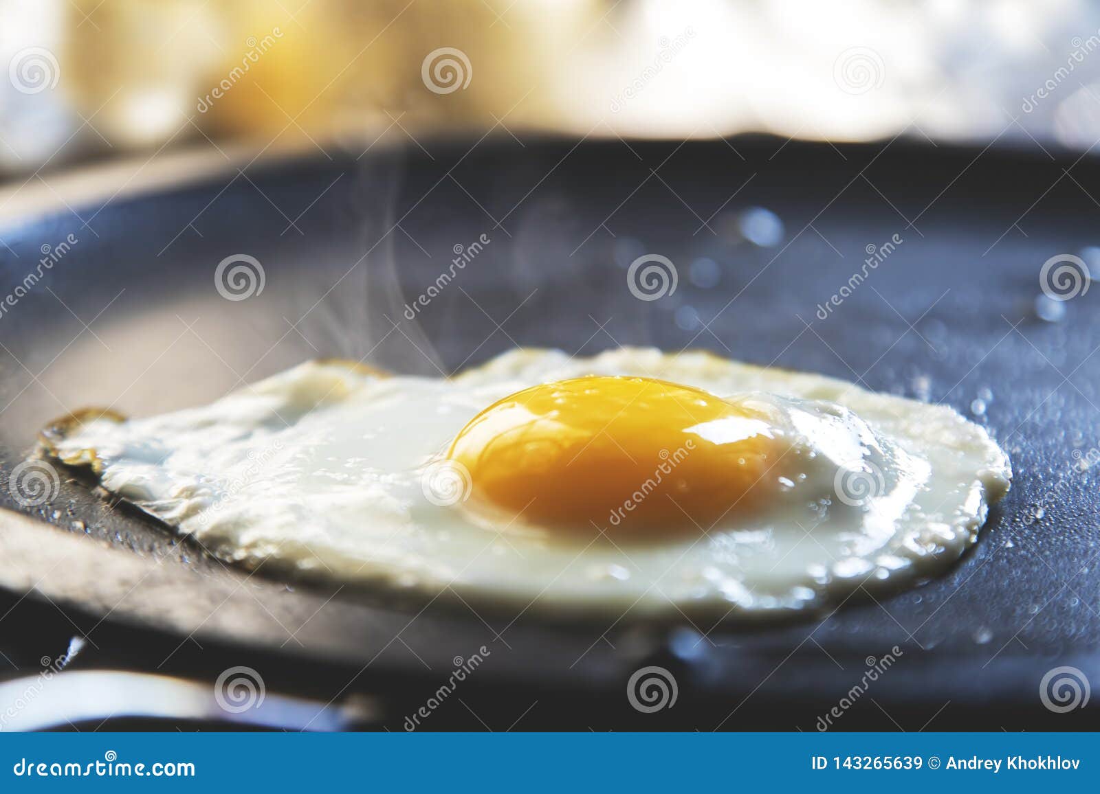 Fried Egg on Frying Pan Horizontal Stock Image - Image of cook, meal ...