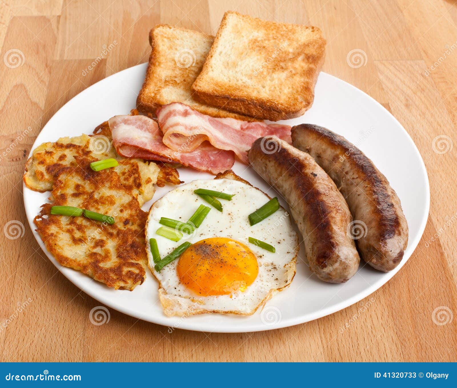 Fried Egg, Hash Browns and Bacon Breakfast Stock Image - Image of pork ...